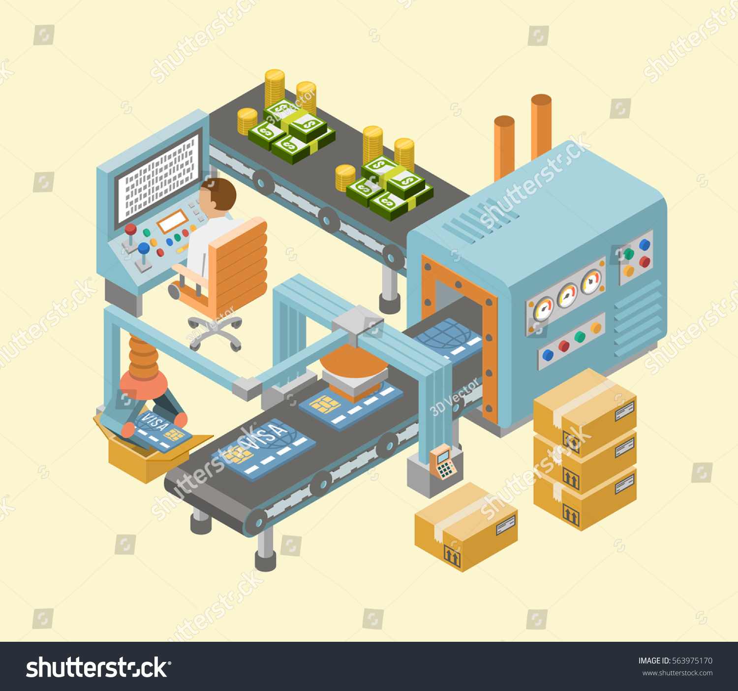 Automated Factory Assembly Line Robotic Arm Stock Vector (Royalty Free ... Automated Factory Assembly Line Robotic Arm Stock Vector (Royalty Free ...
