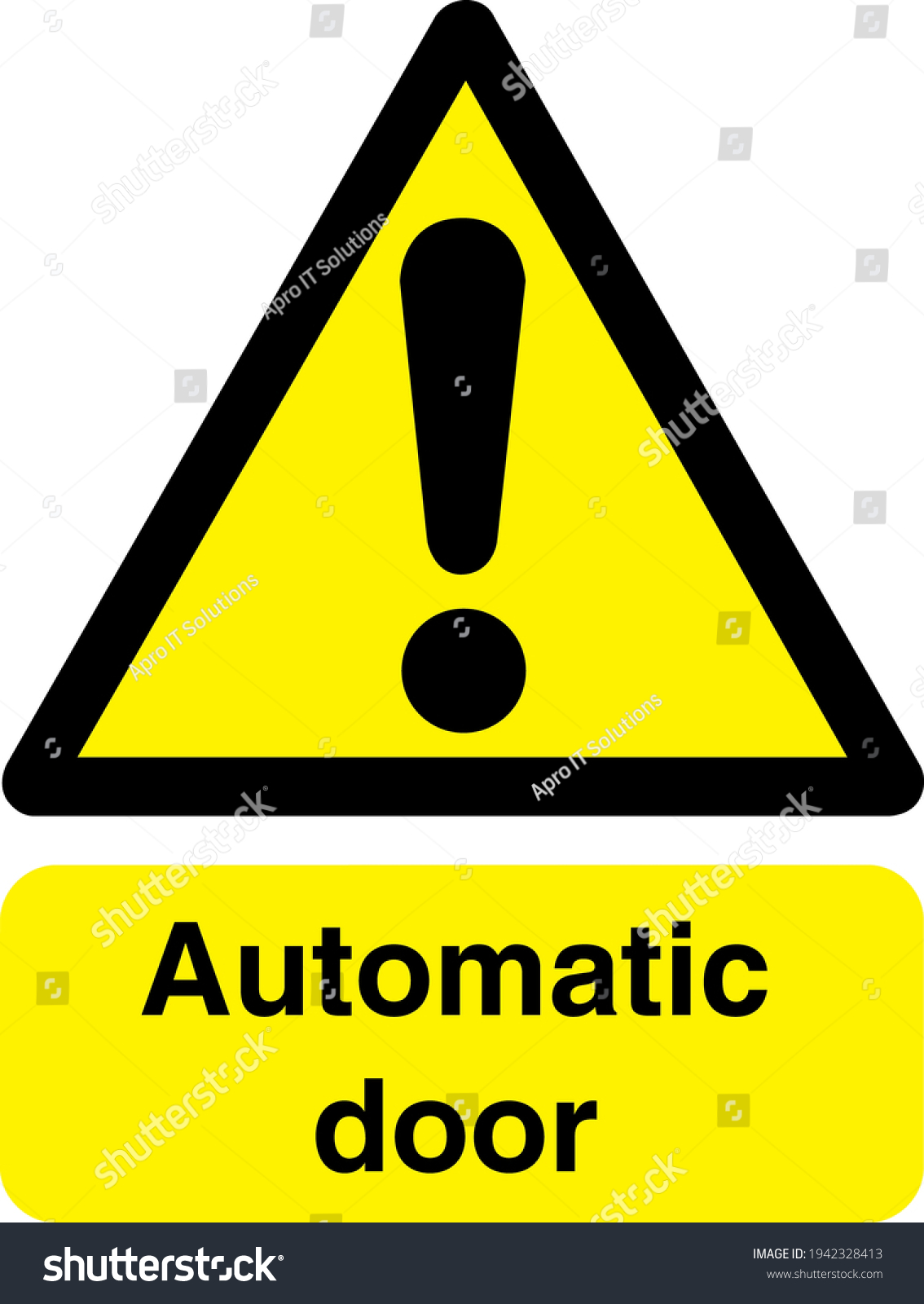 Automatic Door Caution Sign Board Stock Vector (Royalty Free) 1942328413