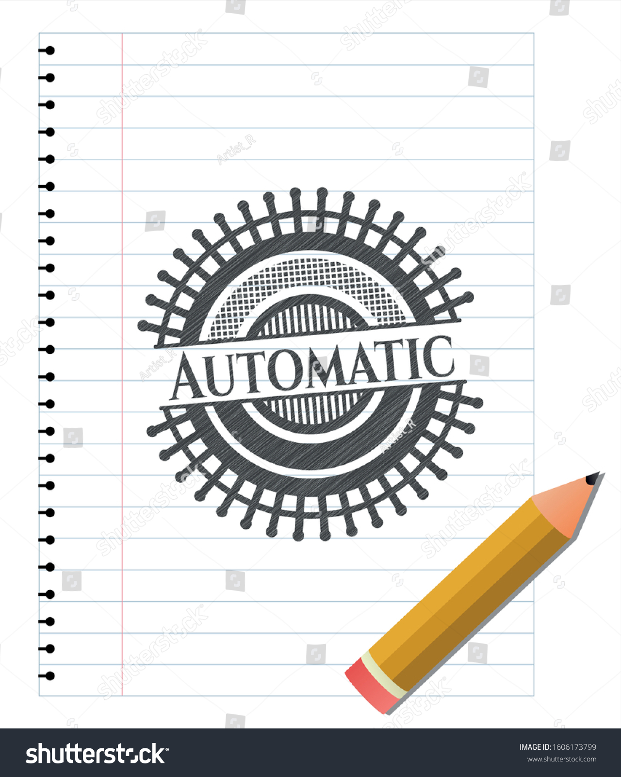 Automatic Emblem Pencil Effect Vector Illustration Stock Vector ...