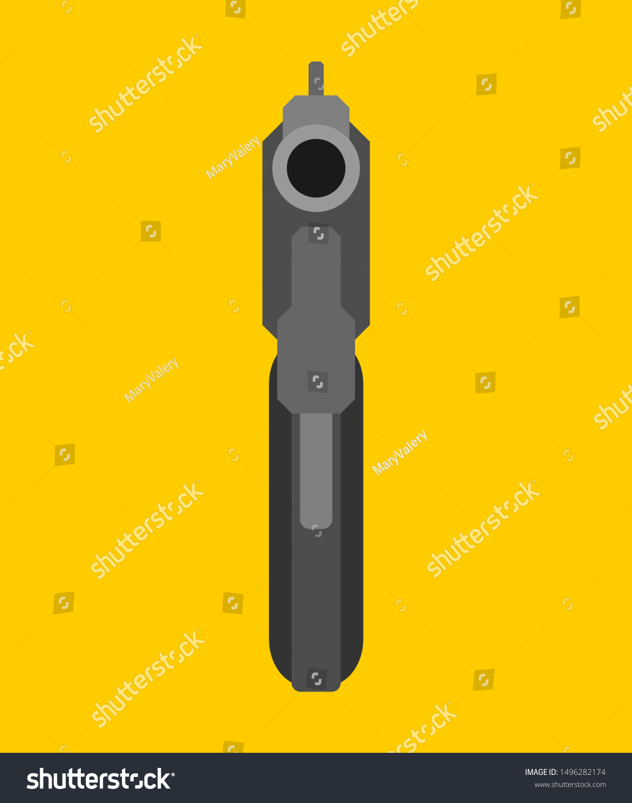 Automatic Gun Front View Isolated Handgun Stock Vector (Royalty Free ...