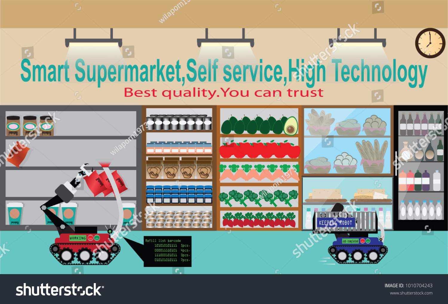 Automatic Machinerobotic System Used Supermarket Vector Stock Vector ...