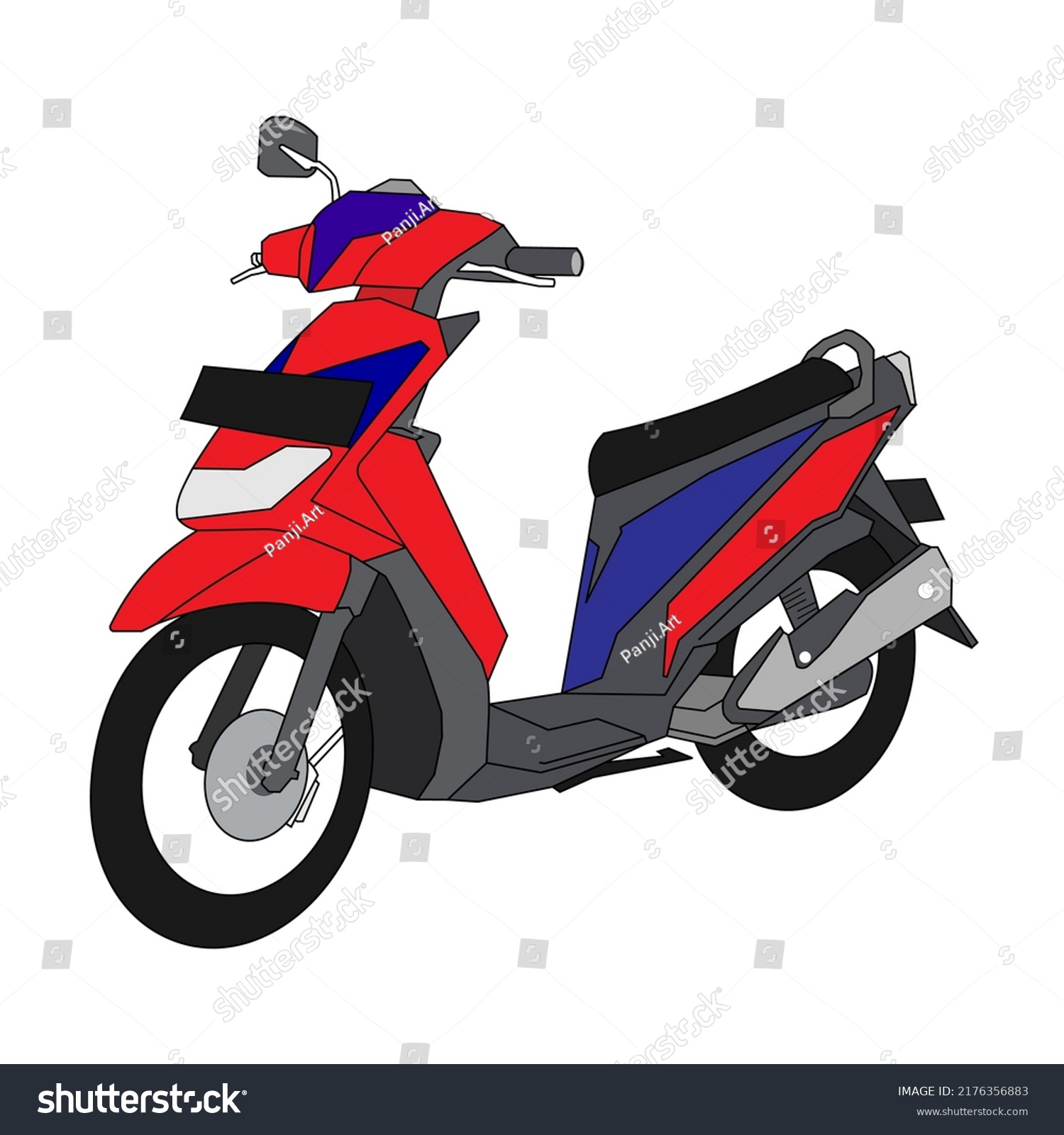 Automatic Motorcycle Front Side View Simple Stock Vector (Royalty Free ...