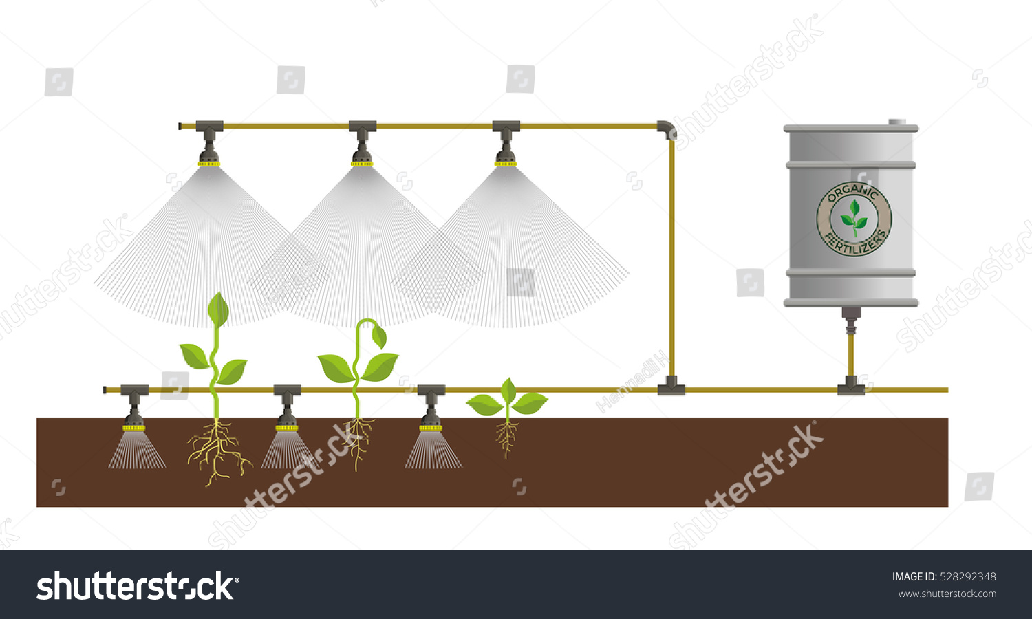 Automatic Plant Watering System Vector Illustration Stok Vektör ...