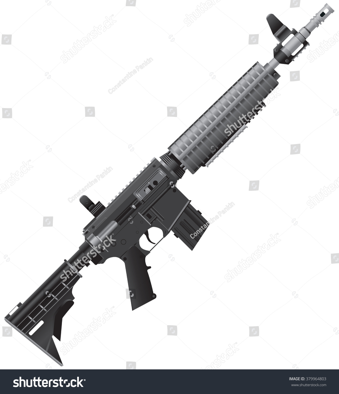 Vektor Stok Automatic Rifle Operational Work Vector Illustration (Tanpa ...