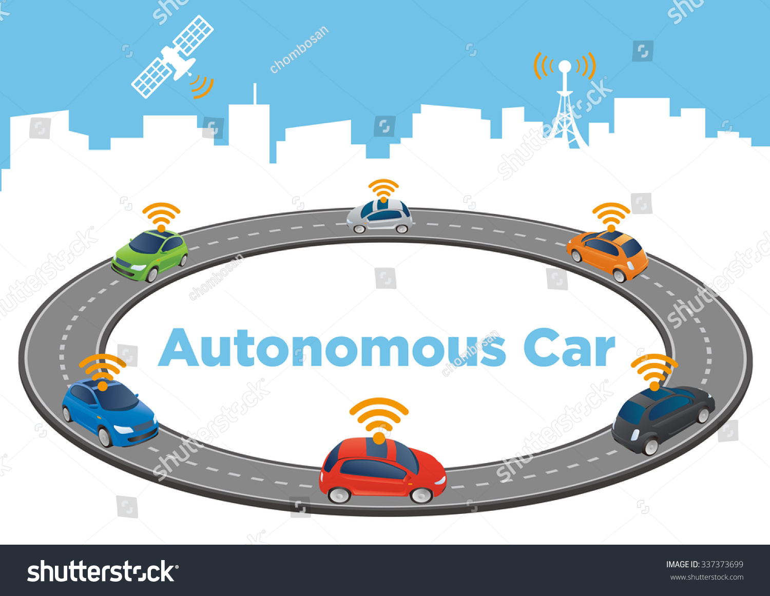 Autonomous Car Image Illustration Vector Stock Vector 337373699 ...