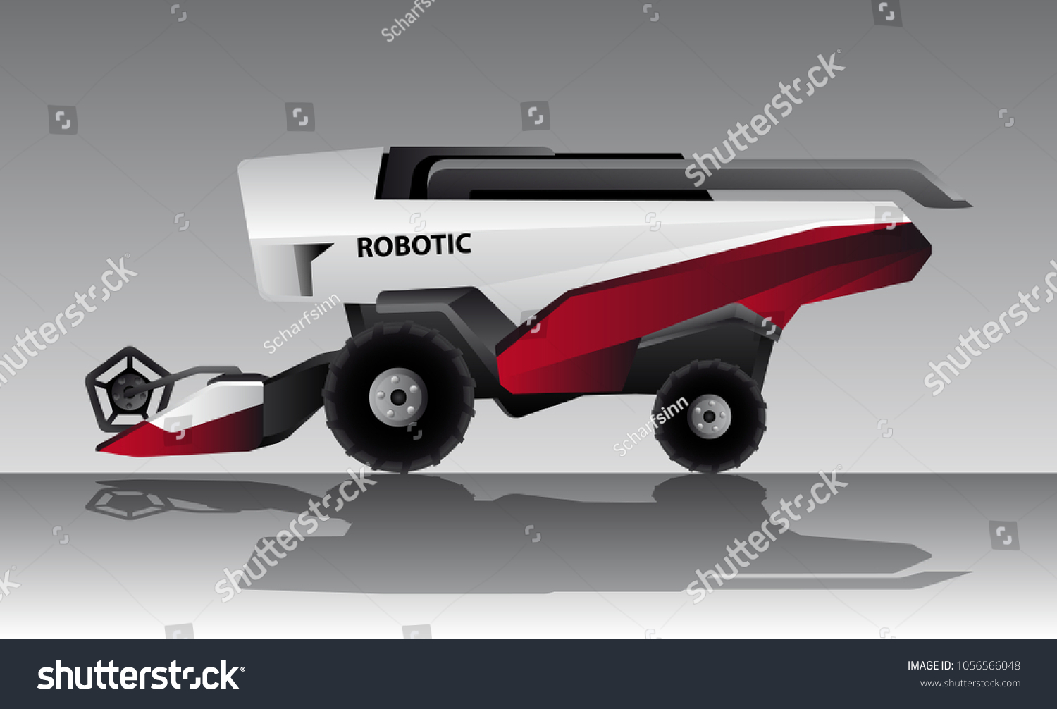 Autonomous Combine Harvester Vector Illustration Stock Vector (Royalty ...