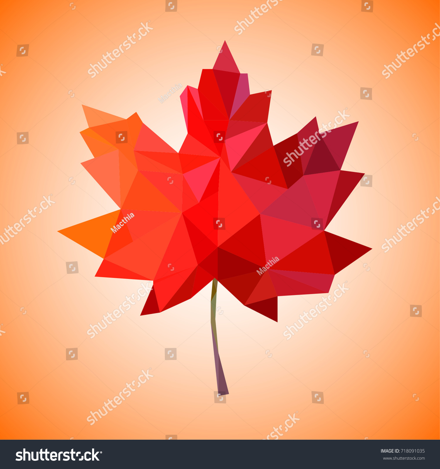 Autumn Leaf Low Poly Style Stock Vector (Royalty Free) 718091035
