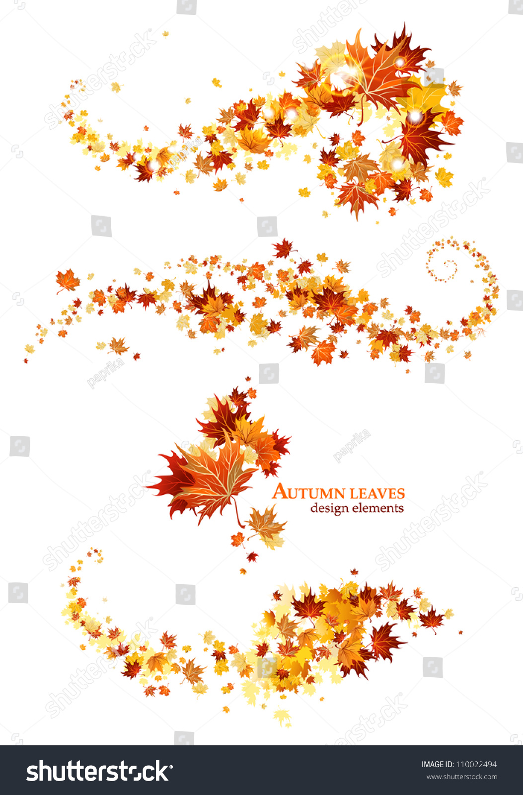 Autumn Leaves Design Elements Stock Vector (Royalty Free) 110022494 ...