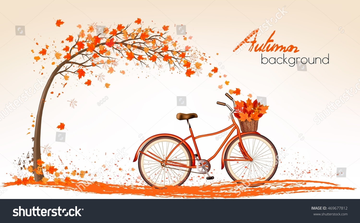 Autumn Tree Background Bicycle Vector Stock Vector (Royalty Free ...