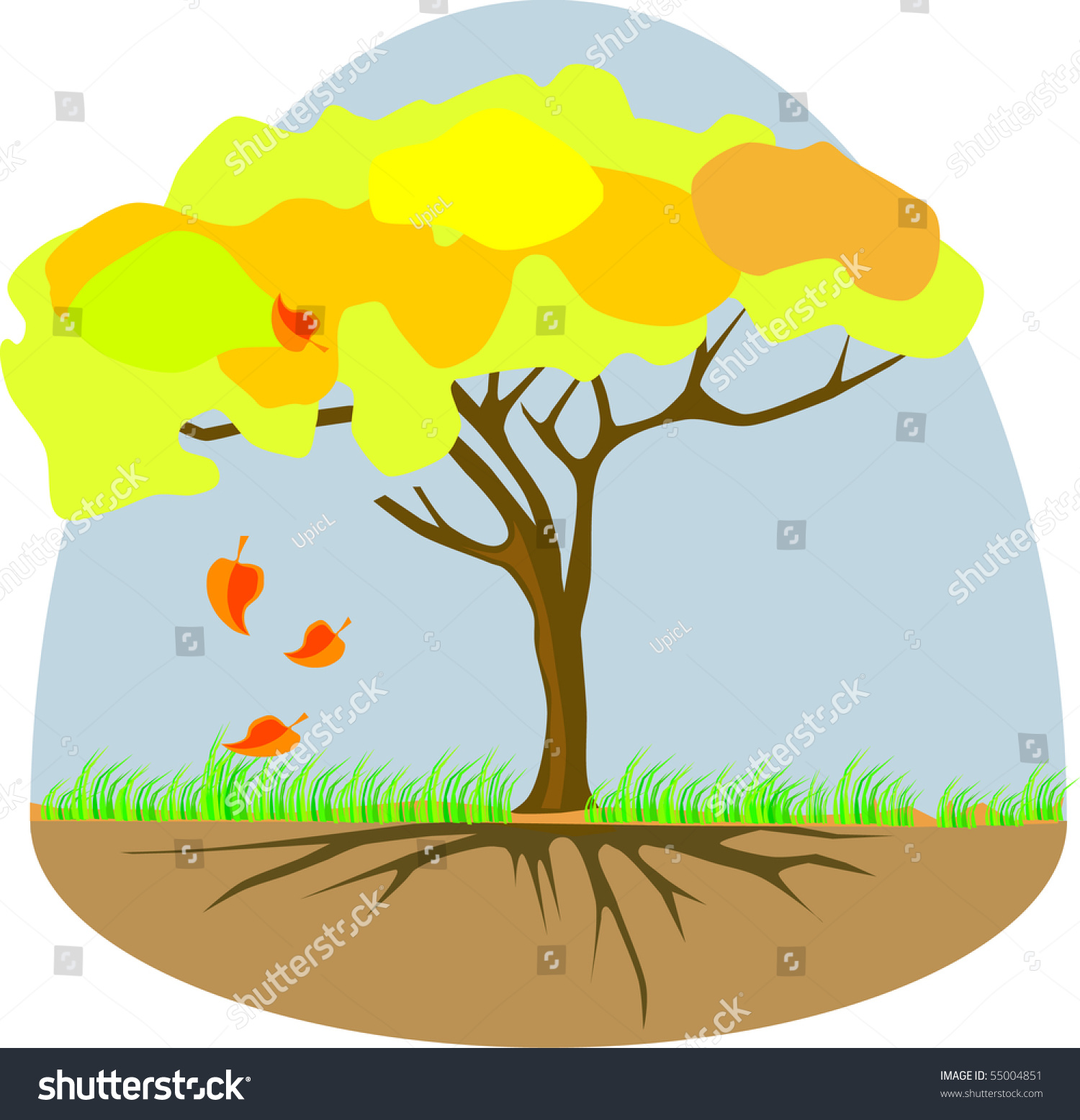 Autumn Tree Roots Vector Stock Vector (Royalty Free) 55004851