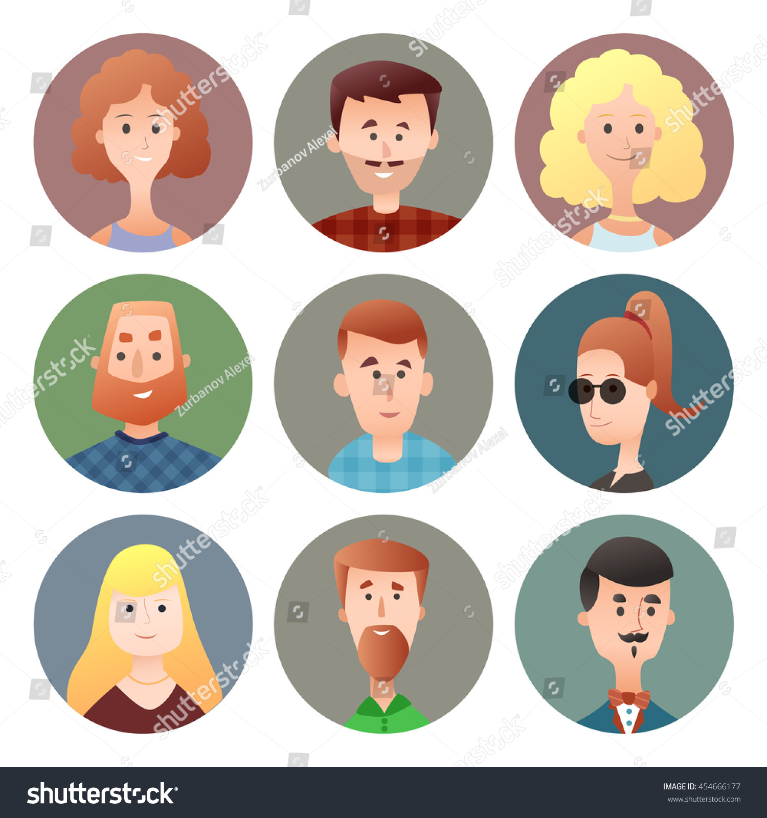 Avatar Collection People Faces Circle Frames Stock Vector 454666177 ...
