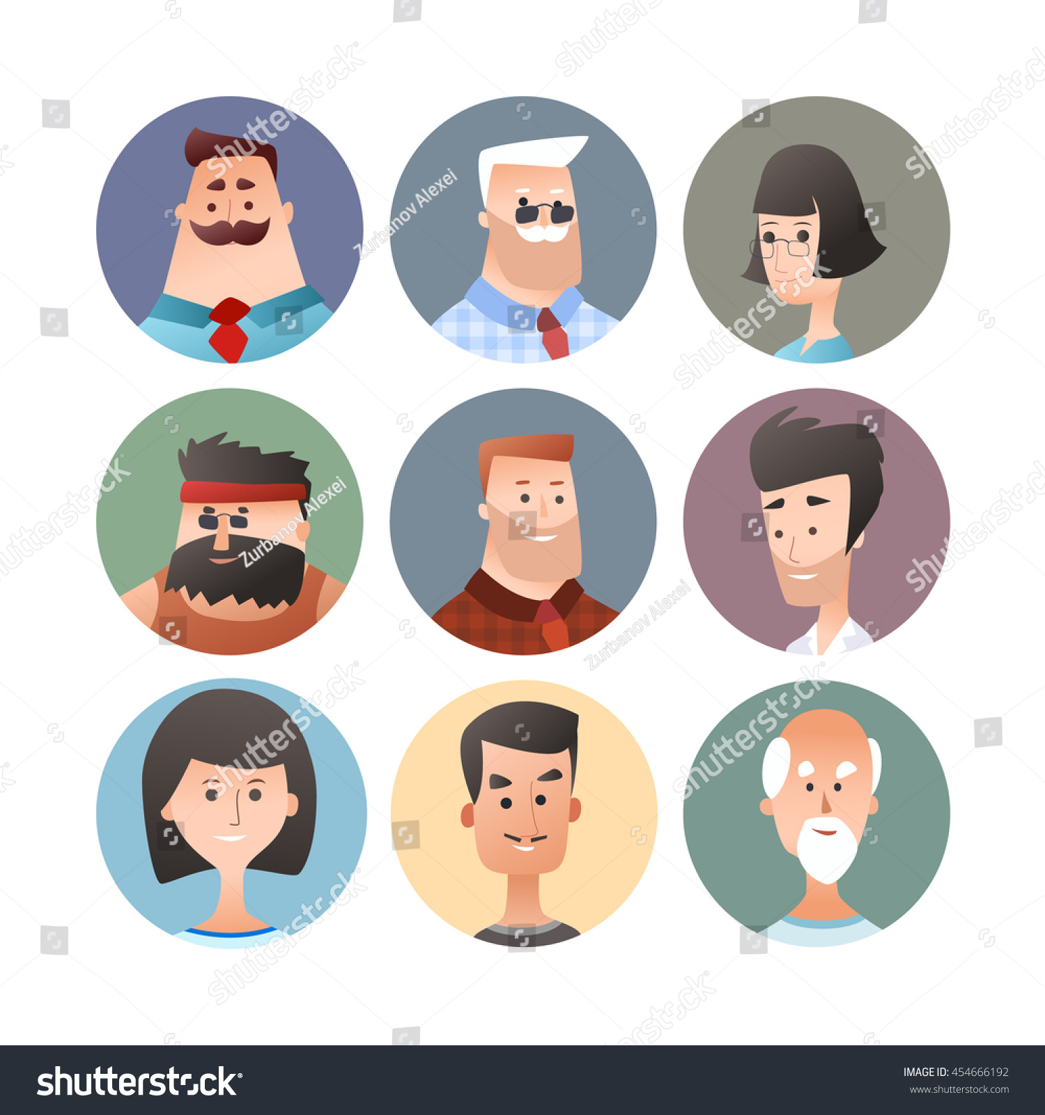 Avatar Collection People Faces Circle Frames Stock Vector (Royalty Free ...