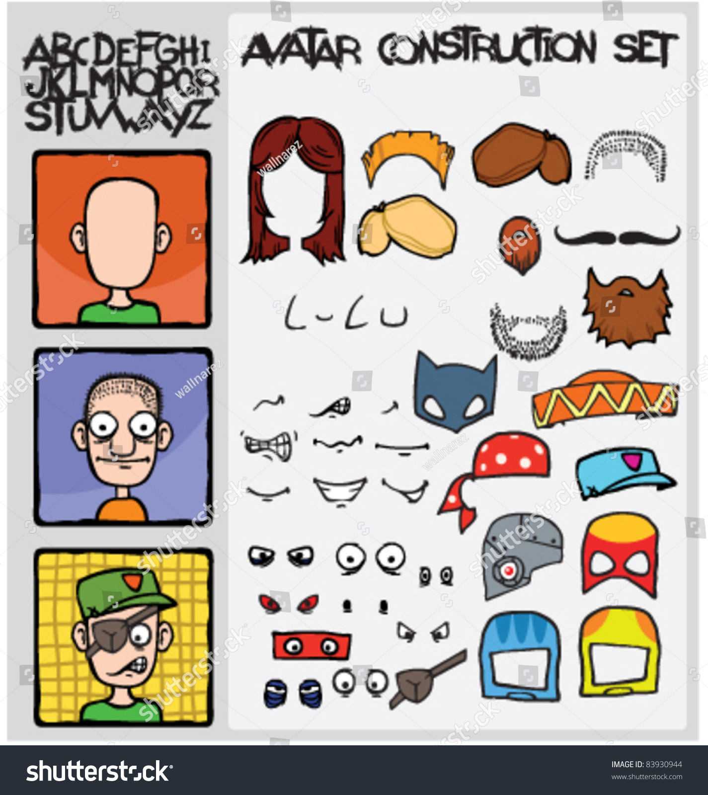 Avatar Vector Construction Set With Alphabet - 83930944 : Shutterstock
