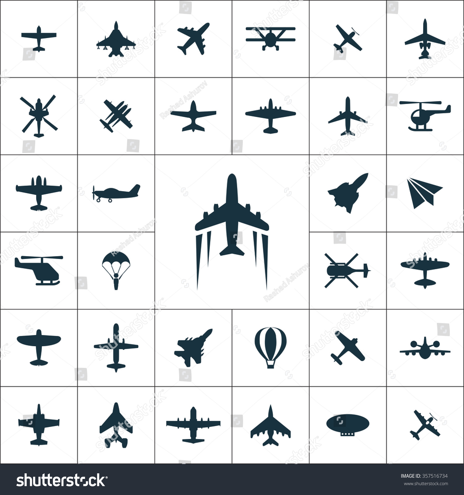Aviation Icons Vector Set Stock Vector (Royalty Free) 357516734
