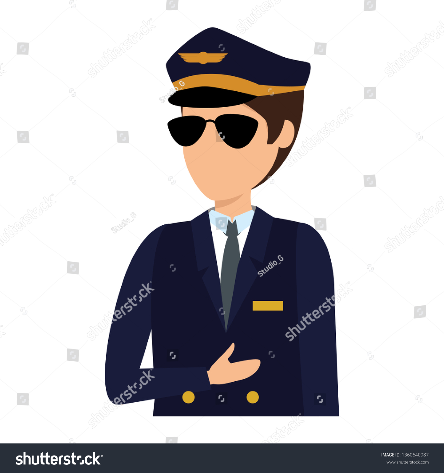 Aviation Pilot Avatar Character Stock Vector (Royalty Free) 1360640987 ...