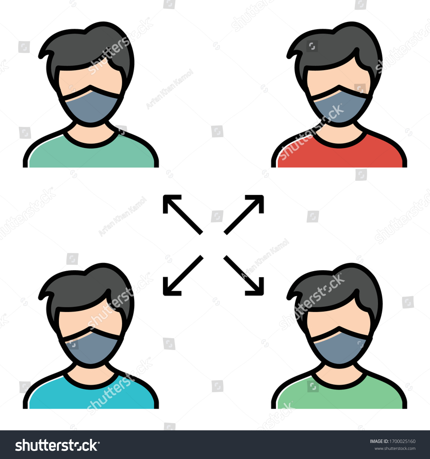 Avoiding Physical Contact Icon Social Distance Stock Vector (Royalty ...