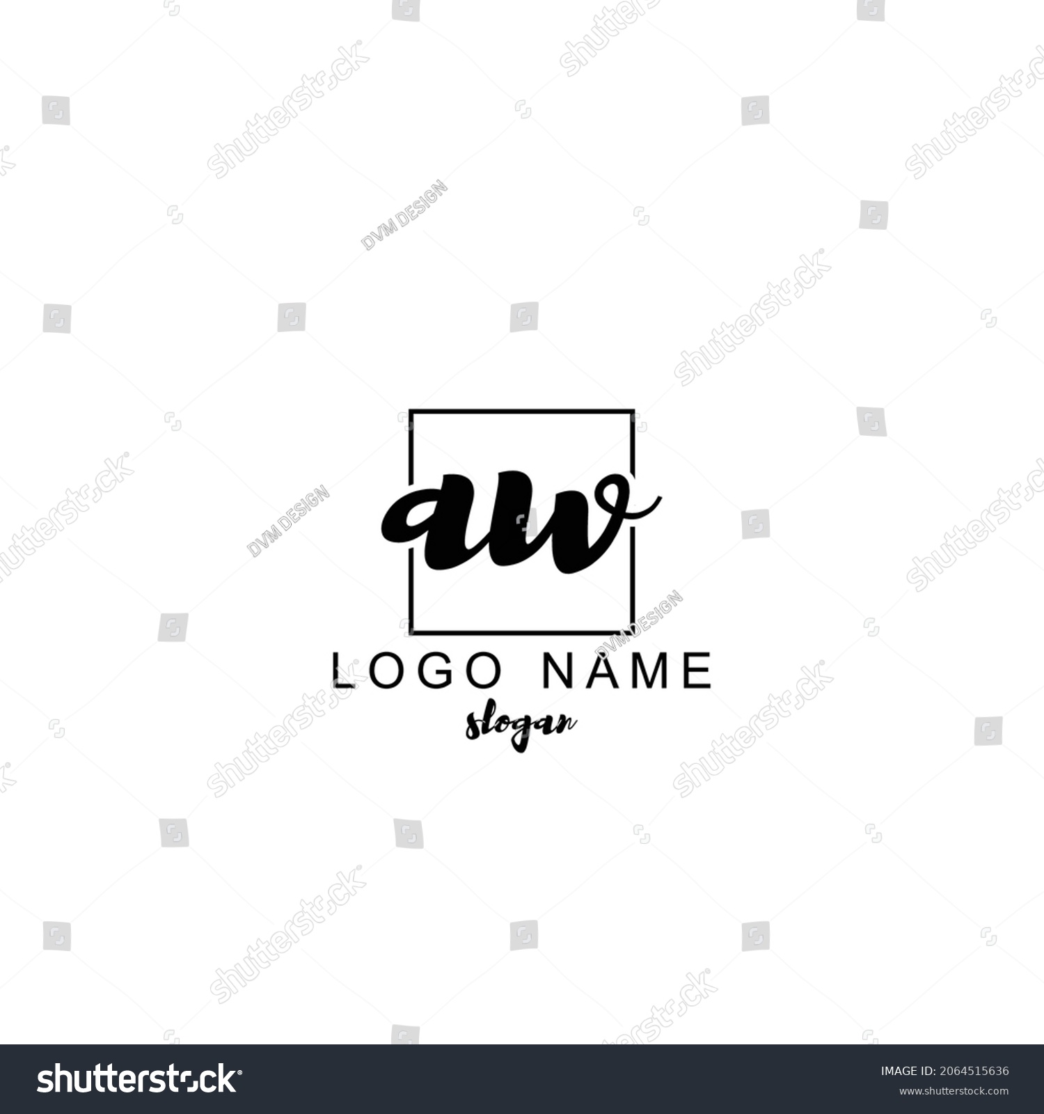 Aw Initial Handwriting Logo Design Template Stock Vector (Royalty Free ...