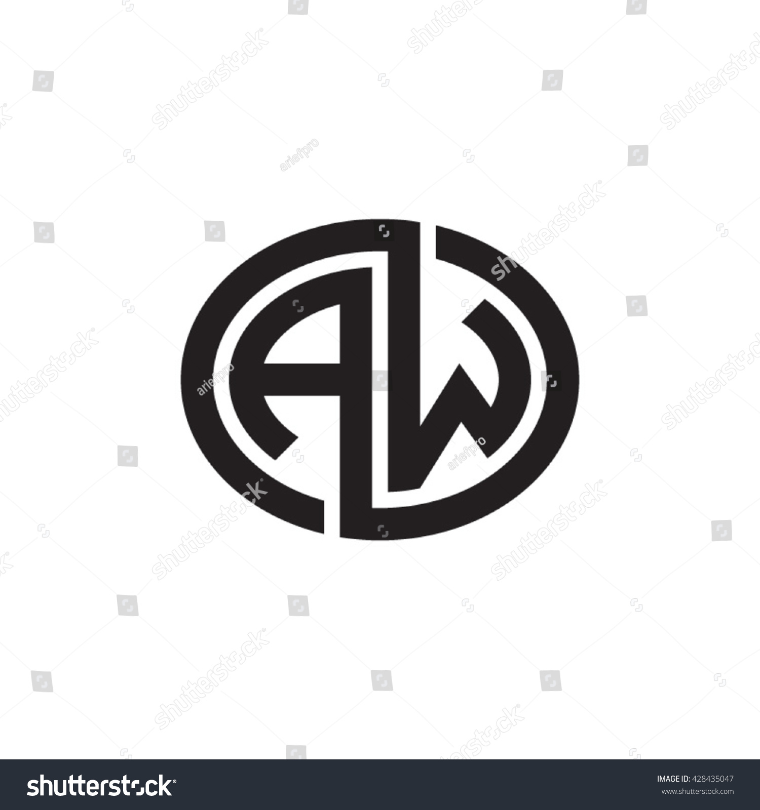 Aw Initial Letters Looping Linked Ellipse Stock Vector (Royalty Free ...