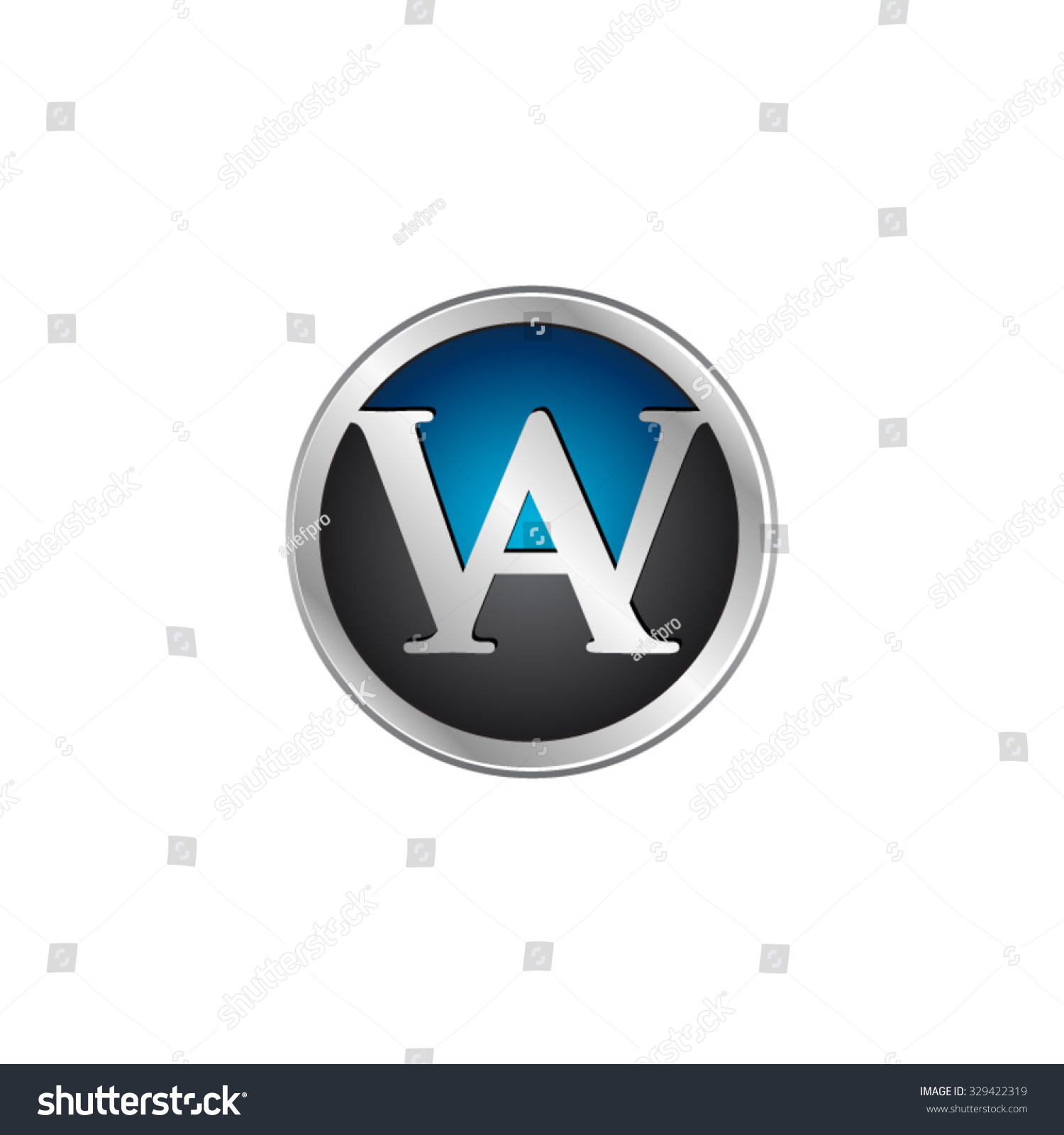 Aw Wa Initial Circle Logo Blue Stock Vector (Royalty Free) 329422319