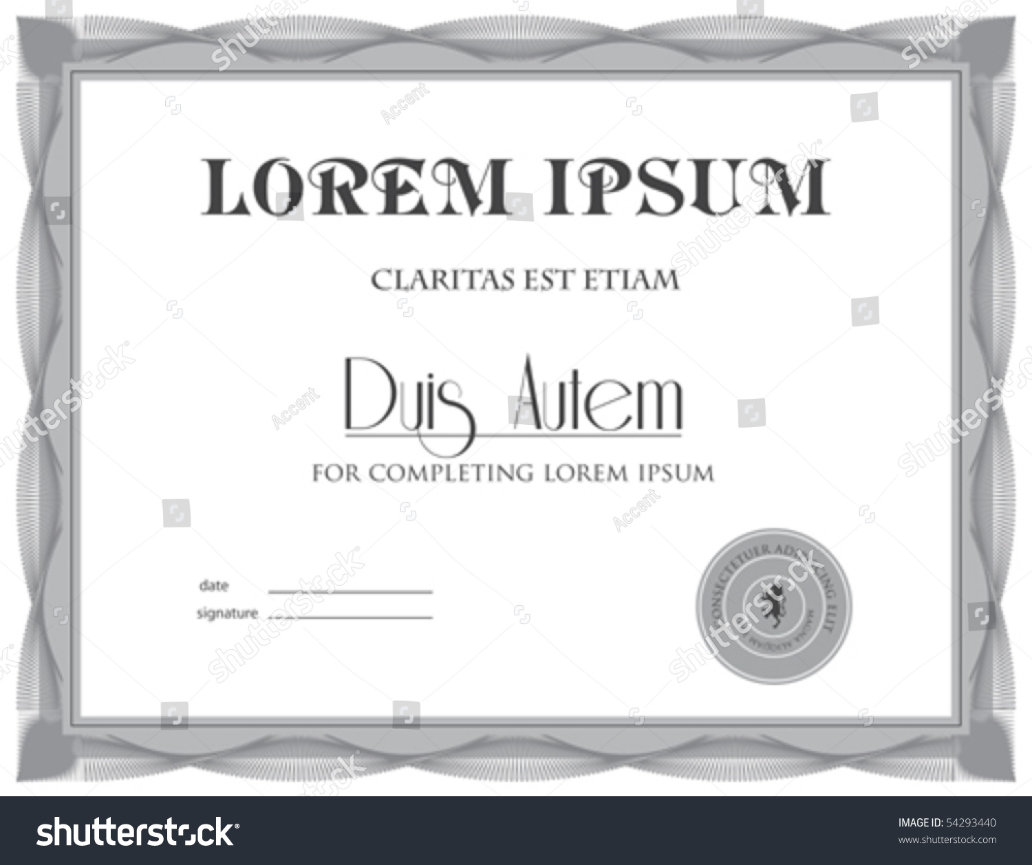 Award Certificate Gray Shades Vector Format Stock Vector (Royalty Free ...