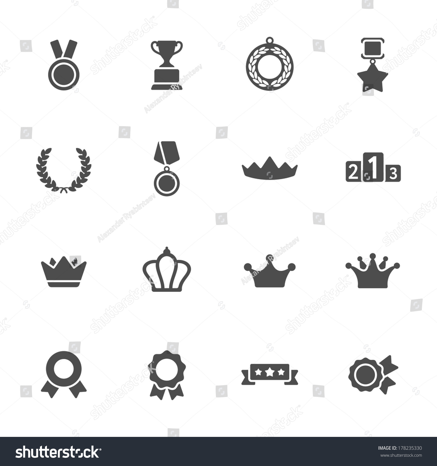 Awards Icons Set Stock Vector (Royalty Free) 178235330