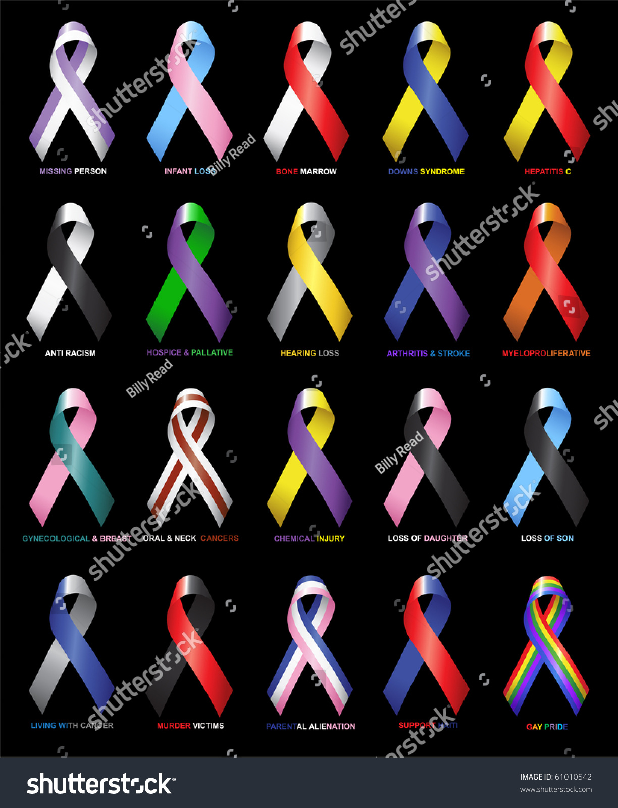 Awareness Ribbons Stock Vector 61010542 - Shutterstock