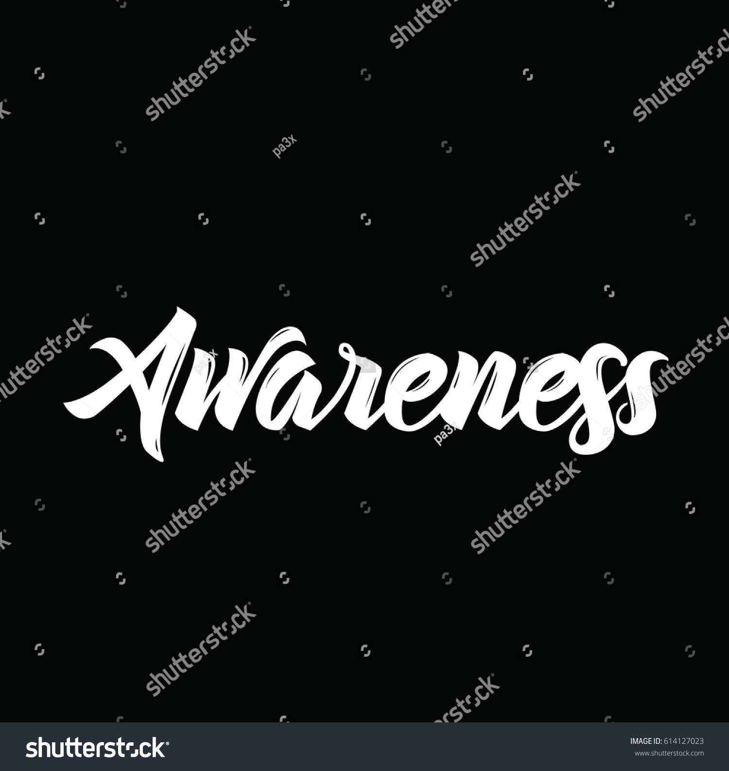 Awareness Text Design Vector Calligraphy Typography: vector de stock ...