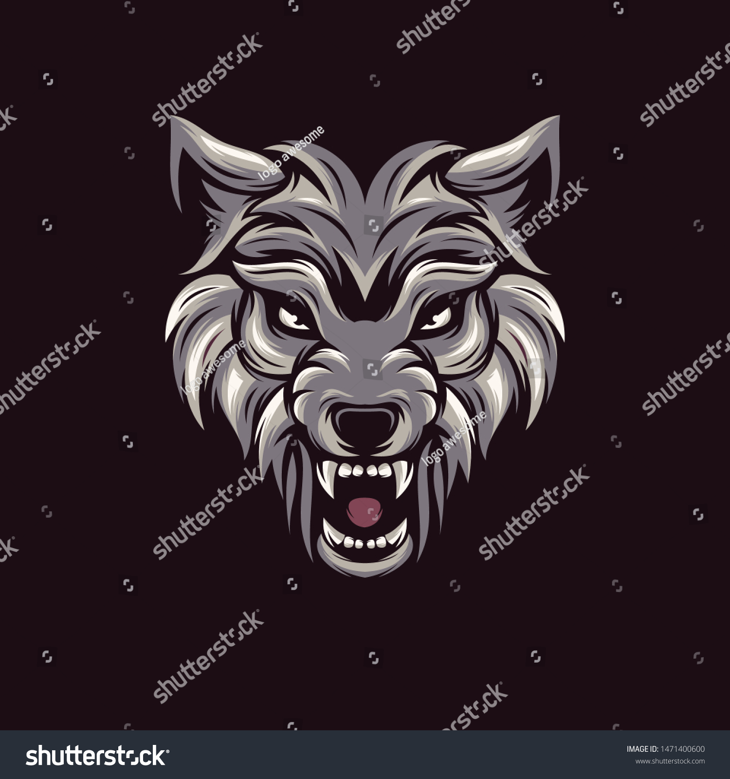 Awesome Angry Wolf Logo Design Stock Vector (Royalty Free) 1471400600 ...