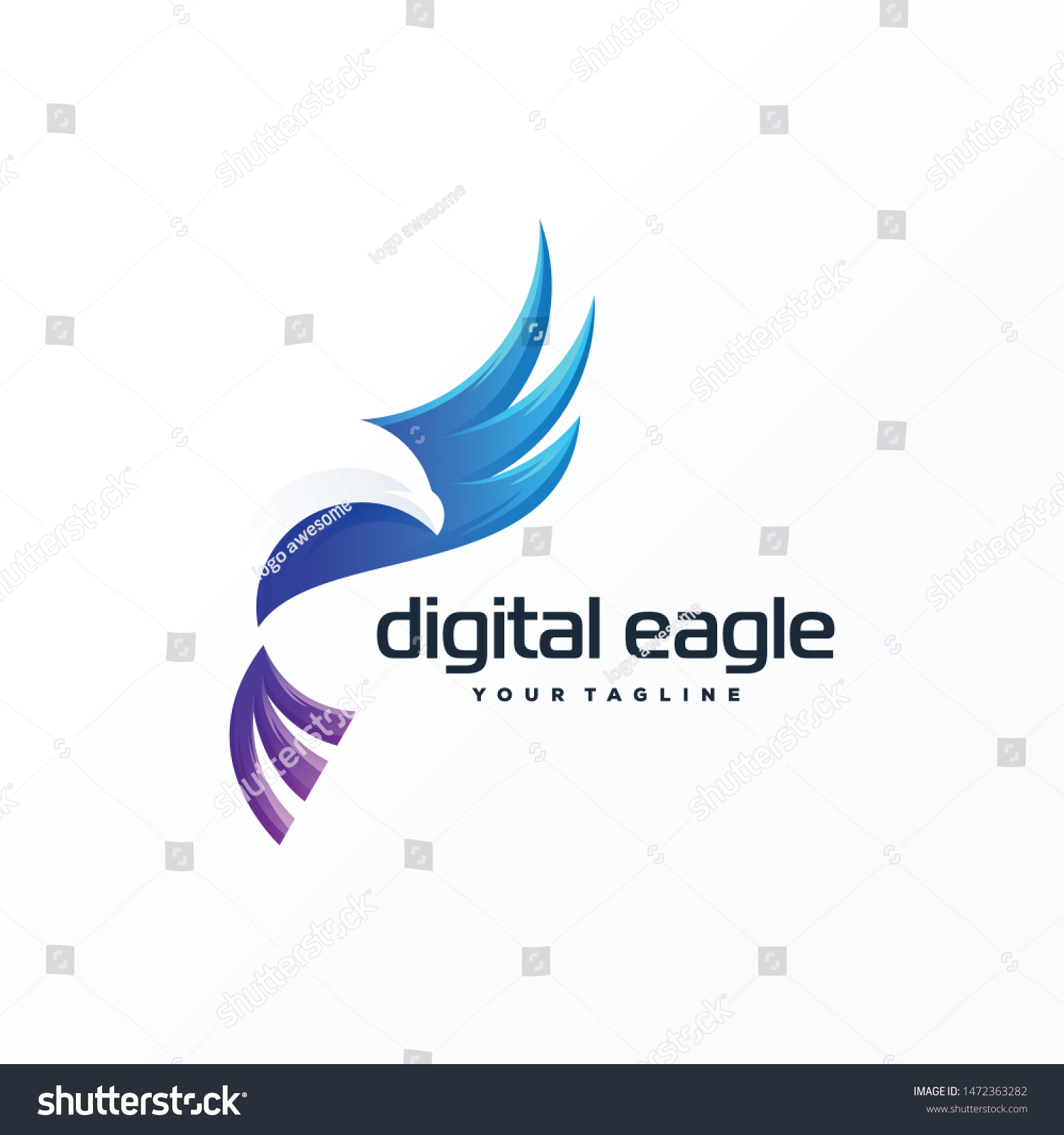 Awesome Digital Eagle Logo Design Stock Vector (Royalty Free) 1472363282