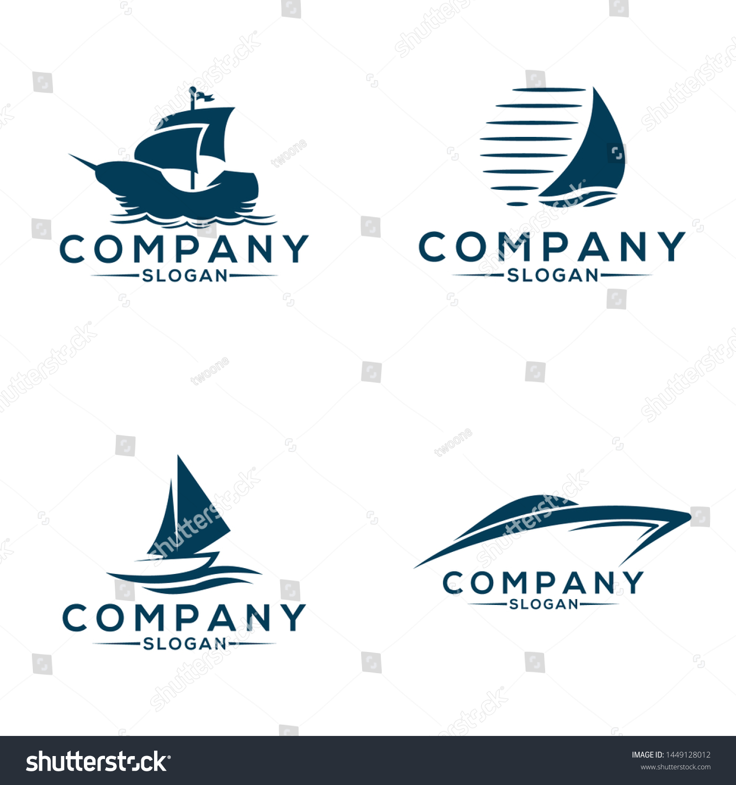 Awesome Ship Logo Design Vector Illustrations: เวกเตอร์สต็อก (ปลอดค่า ...