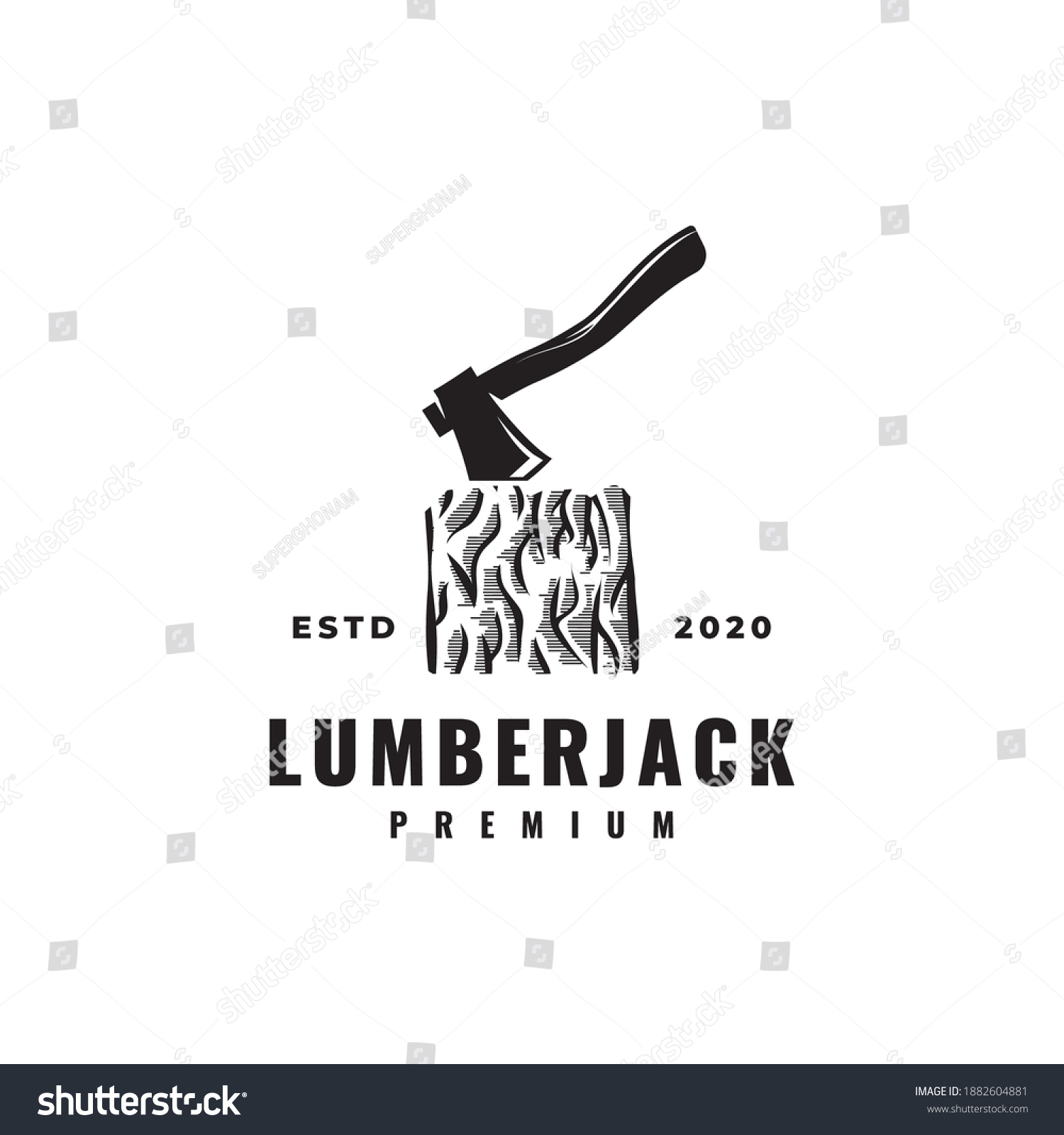 Axe Log Logo Design Icon Vector: เวกเตอร์สต็อก (ปลอดค่าลิขสิทธิ์ ...