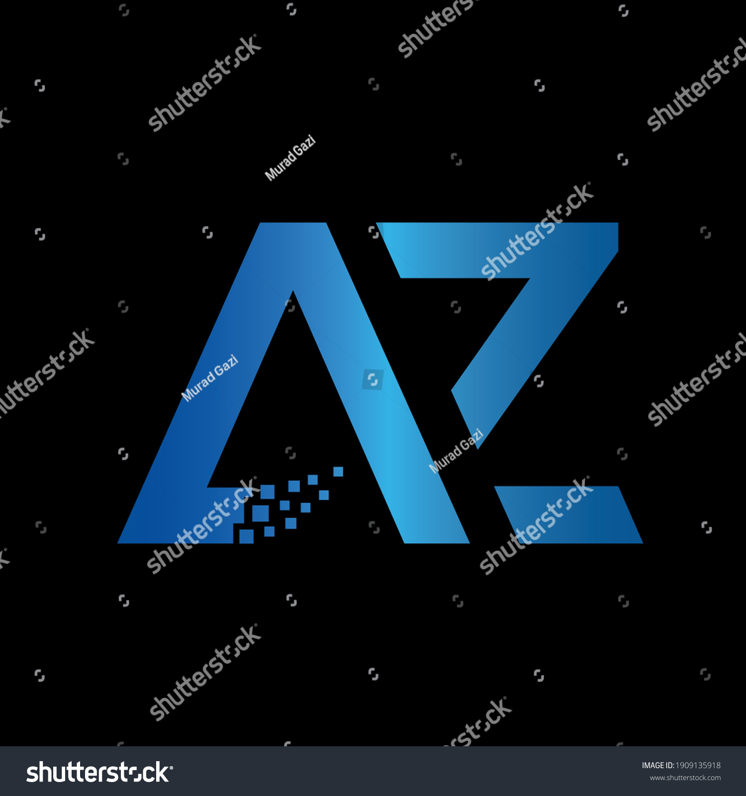 Az Letter Tech Logo Design Stock Vector (Royalty Free) 1909135918