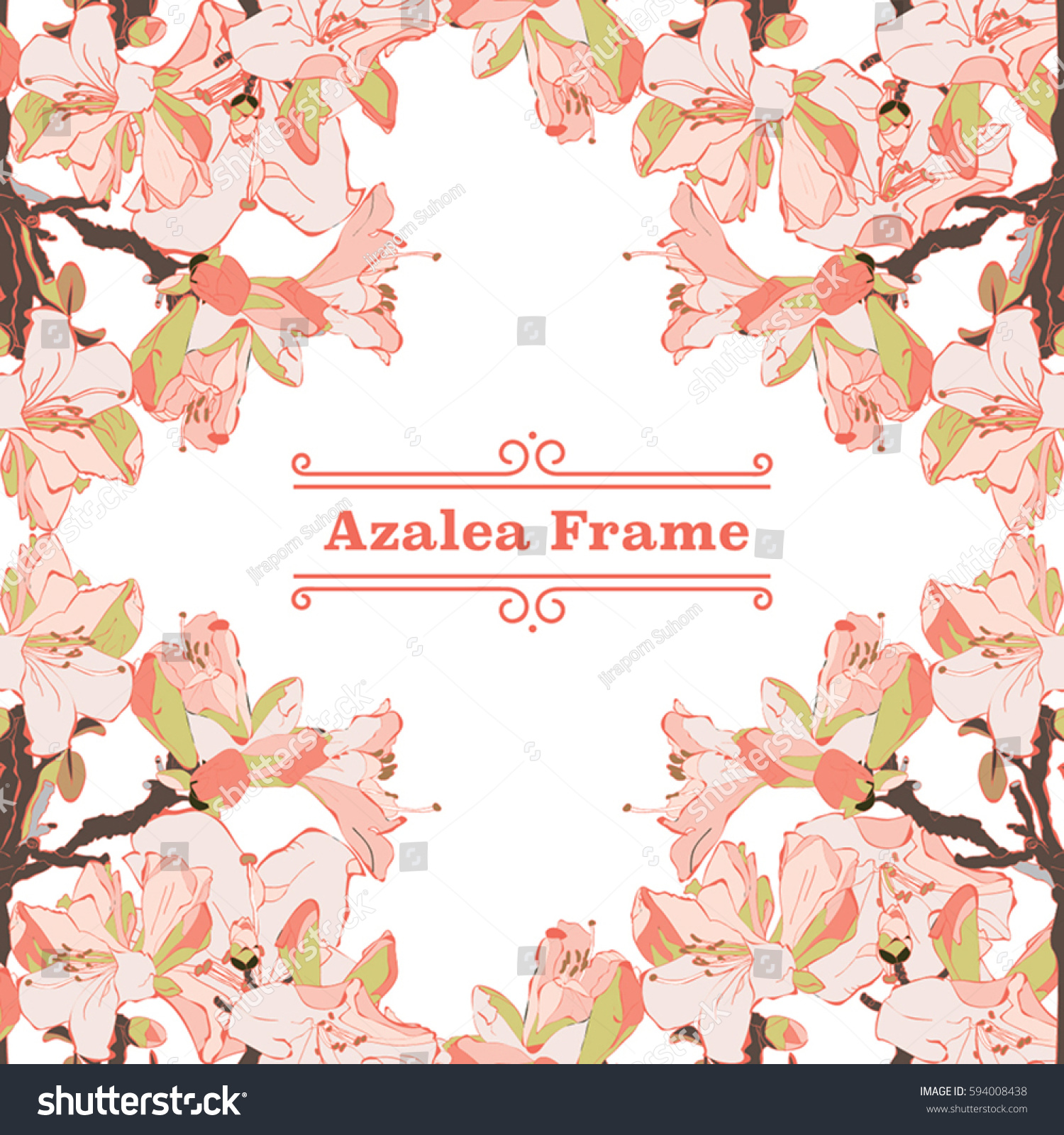 Azalea Flower Frame Stock Vector (Royalty Free) 594008438 | Shutterstock