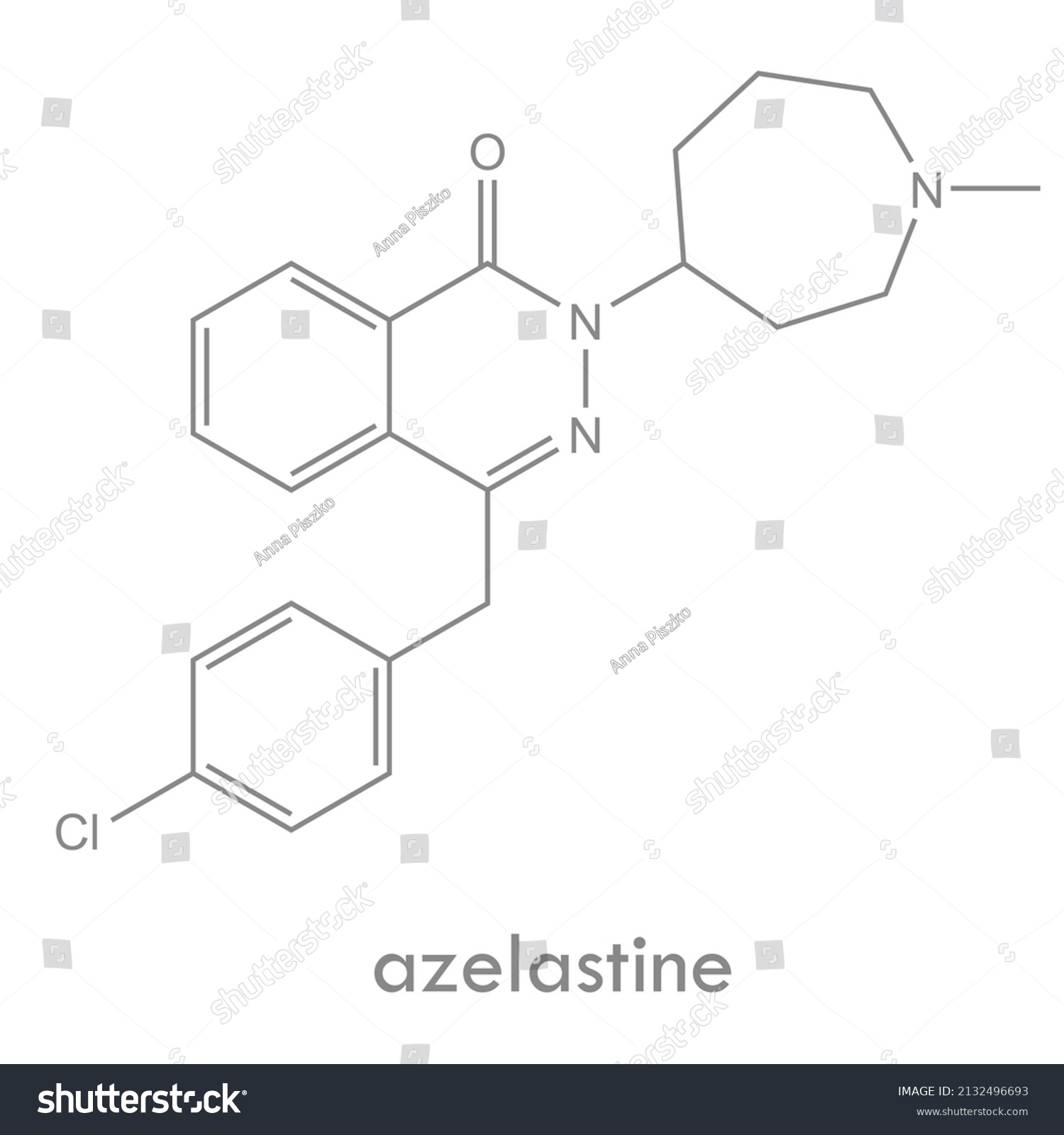 Azelastine Structure Antihistamine Drug Molecule Used Stock Vector Royalty Free 2132496693