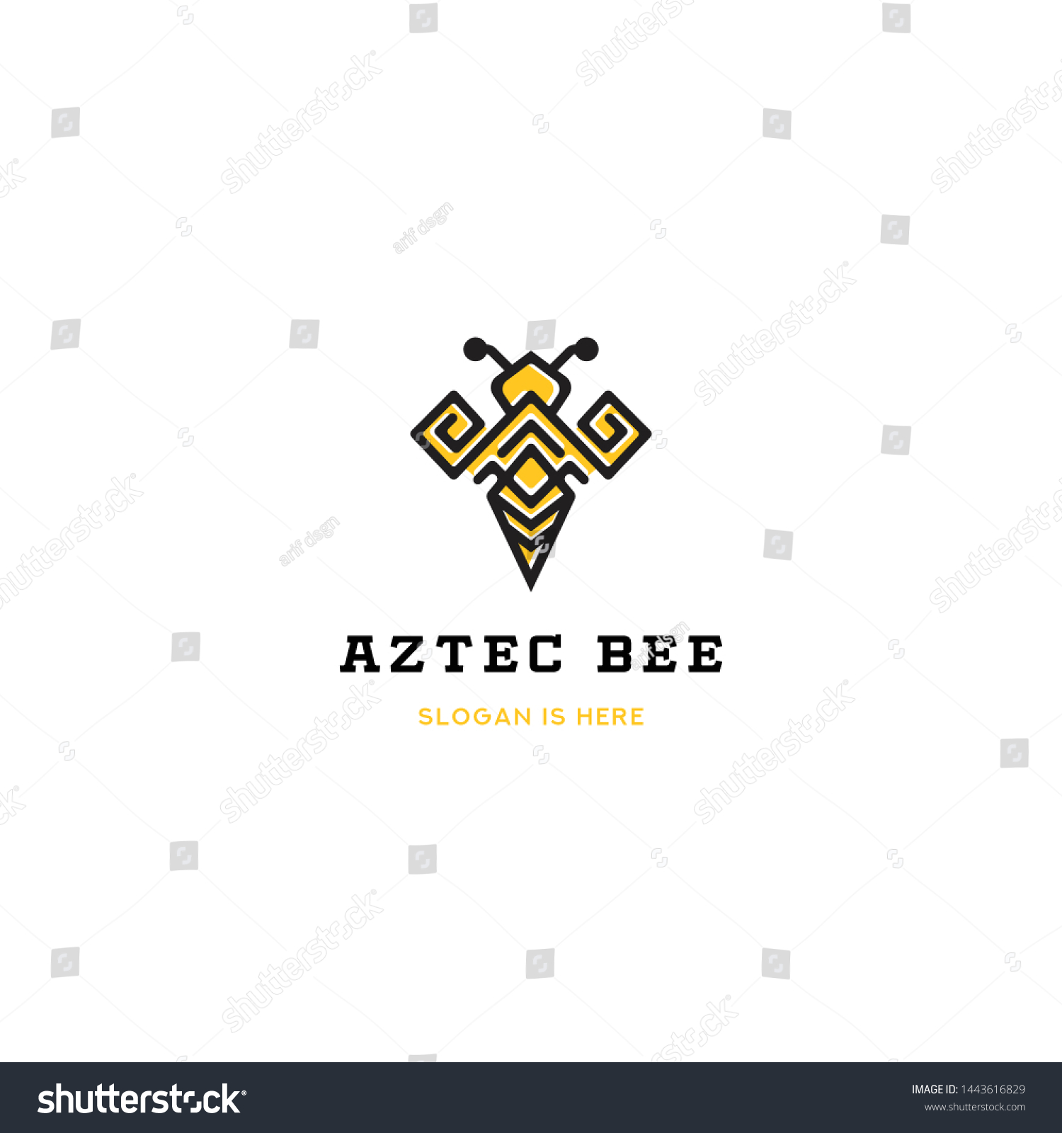 Aztec Bee Logo Template Vector Line: vector de stock (libre de regalías ...