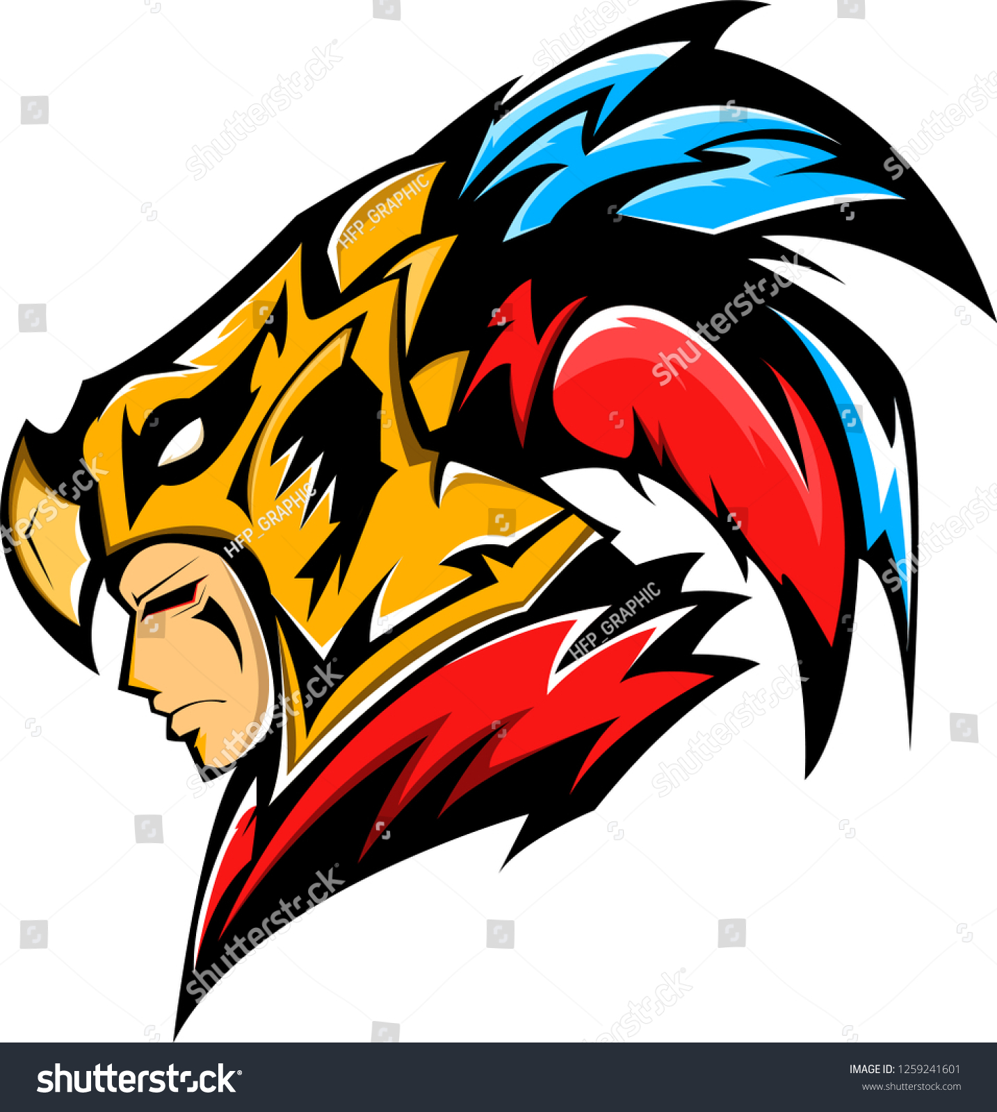 Aztec Helmet Mascot Logo Vector Stock Vector (Royalty Free) 1259241601