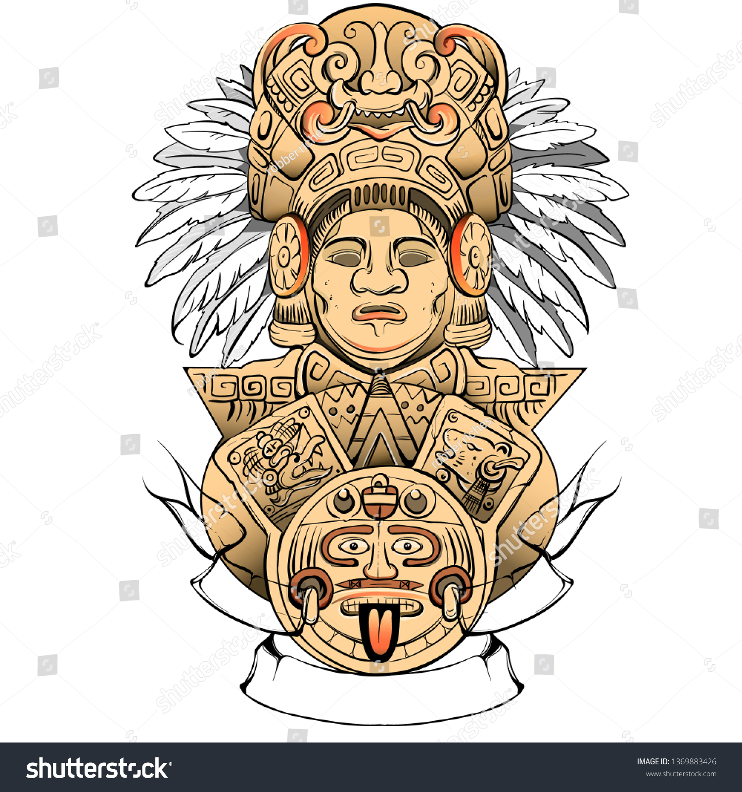 Aztec Logo Tribal Vector Indian Design: เวกเตอร์สต็อก (ปลอดค่าลิขสิทธิ์ ...