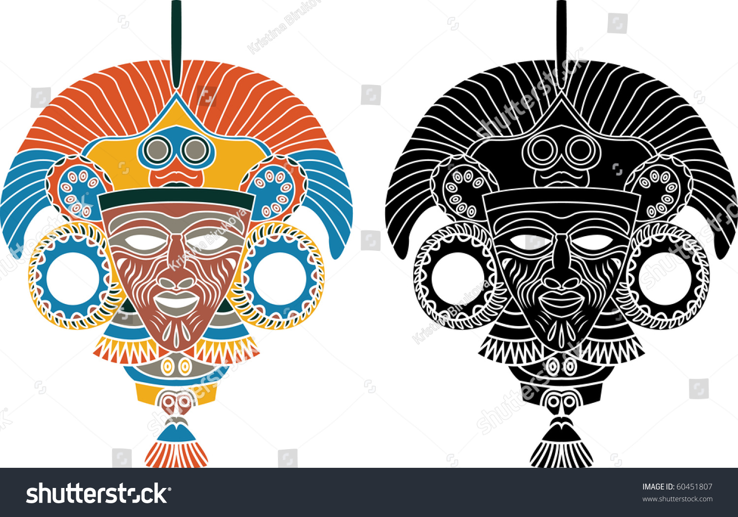 Aztec Mask Stencil Two Variants Stock Vector 60451807 - Shutterstock