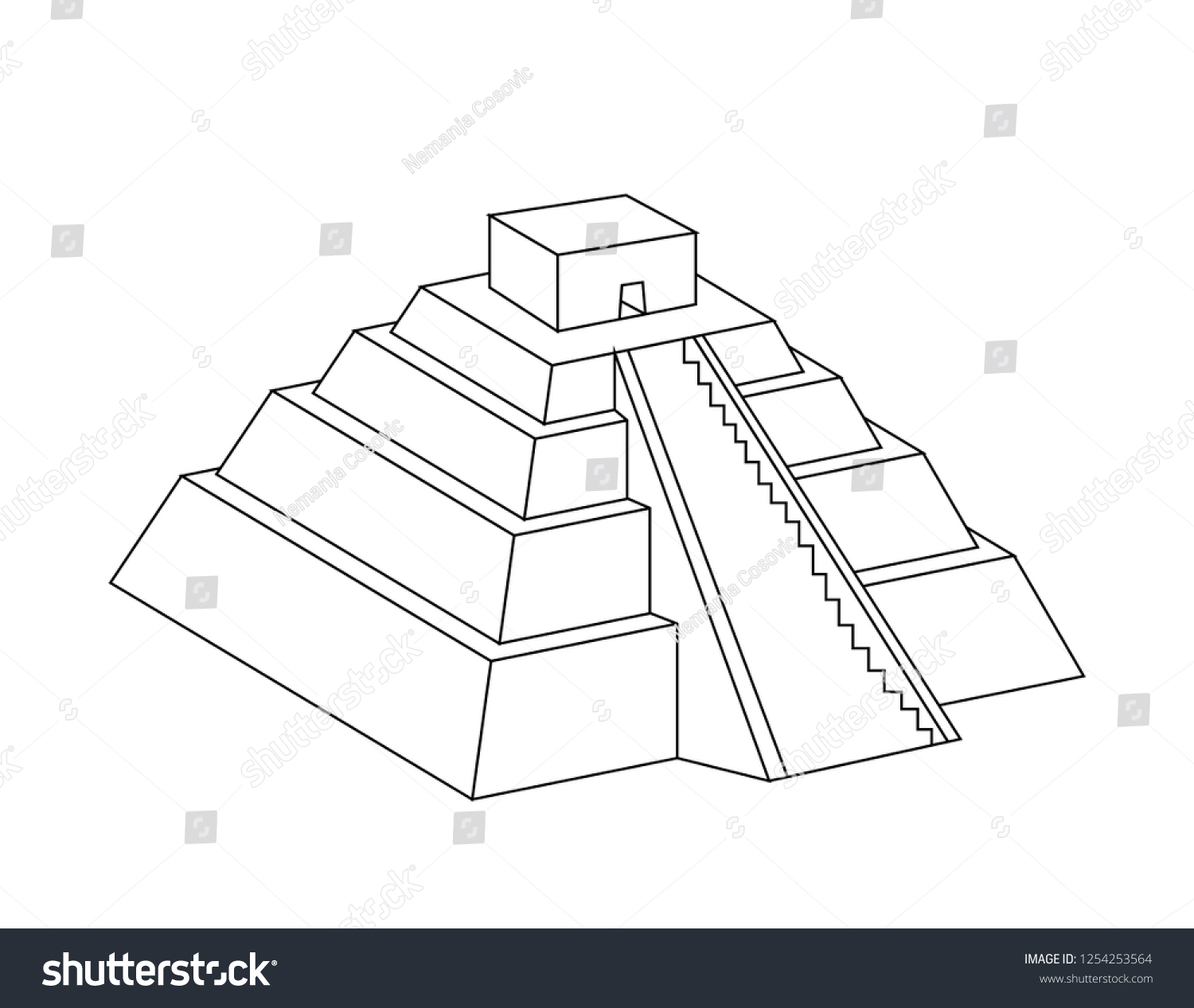 Aztec Mayan Pyramid Linear Stock Vector (Royalty Free) 1254253564 ...