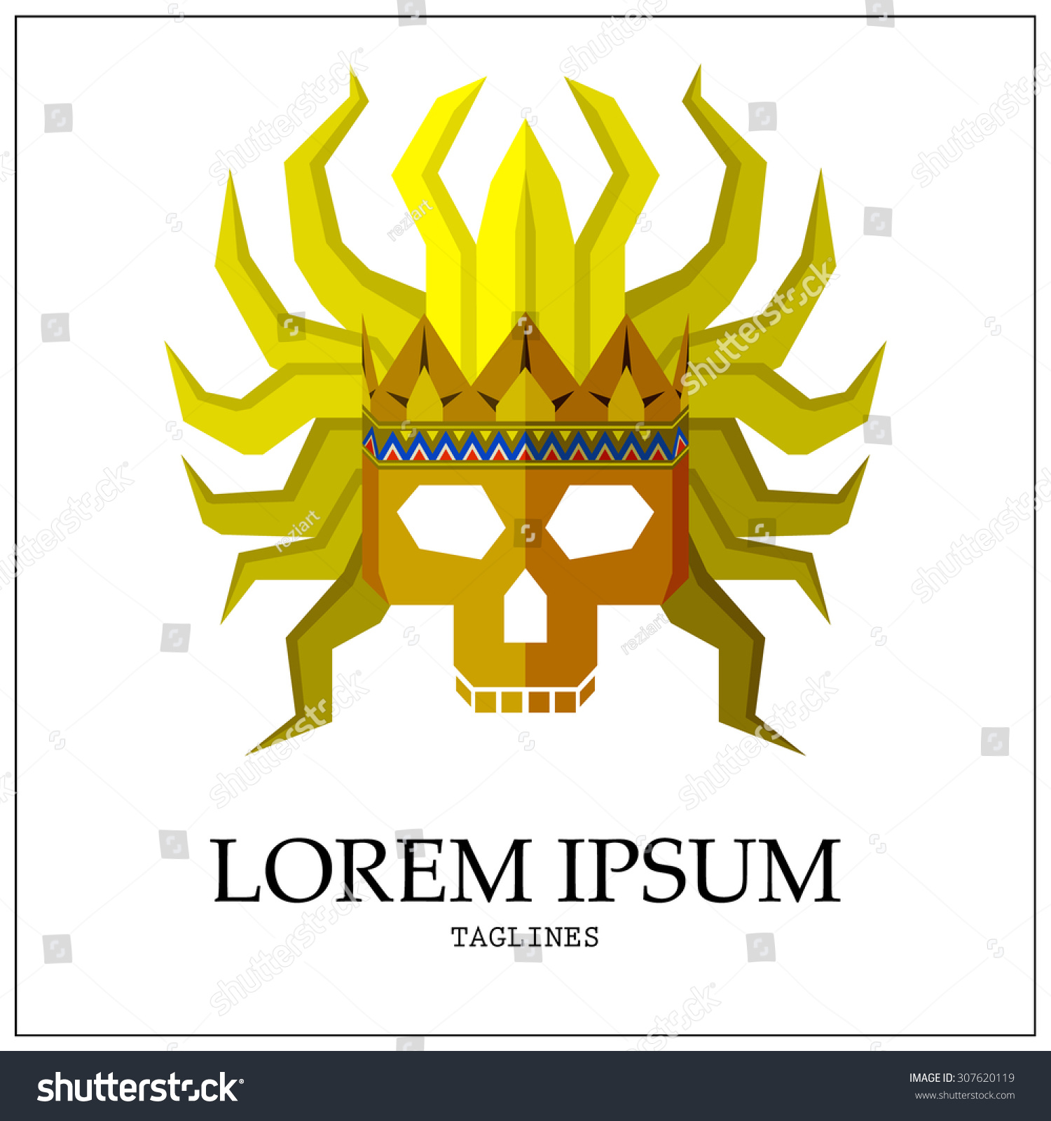 Aztec Skull Logo Illustration Stock Vector (Royalty Free) 307620119