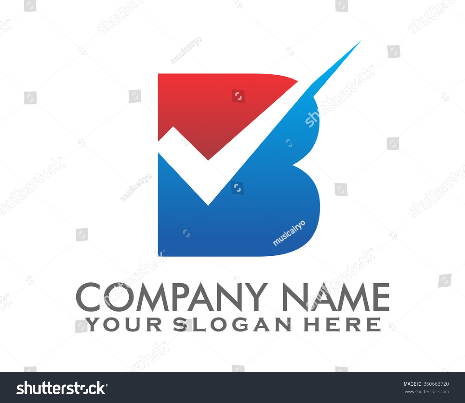 B Alphabet Check Mark Logo Icon Stock Vector (Royalty Free) 350663720 ...