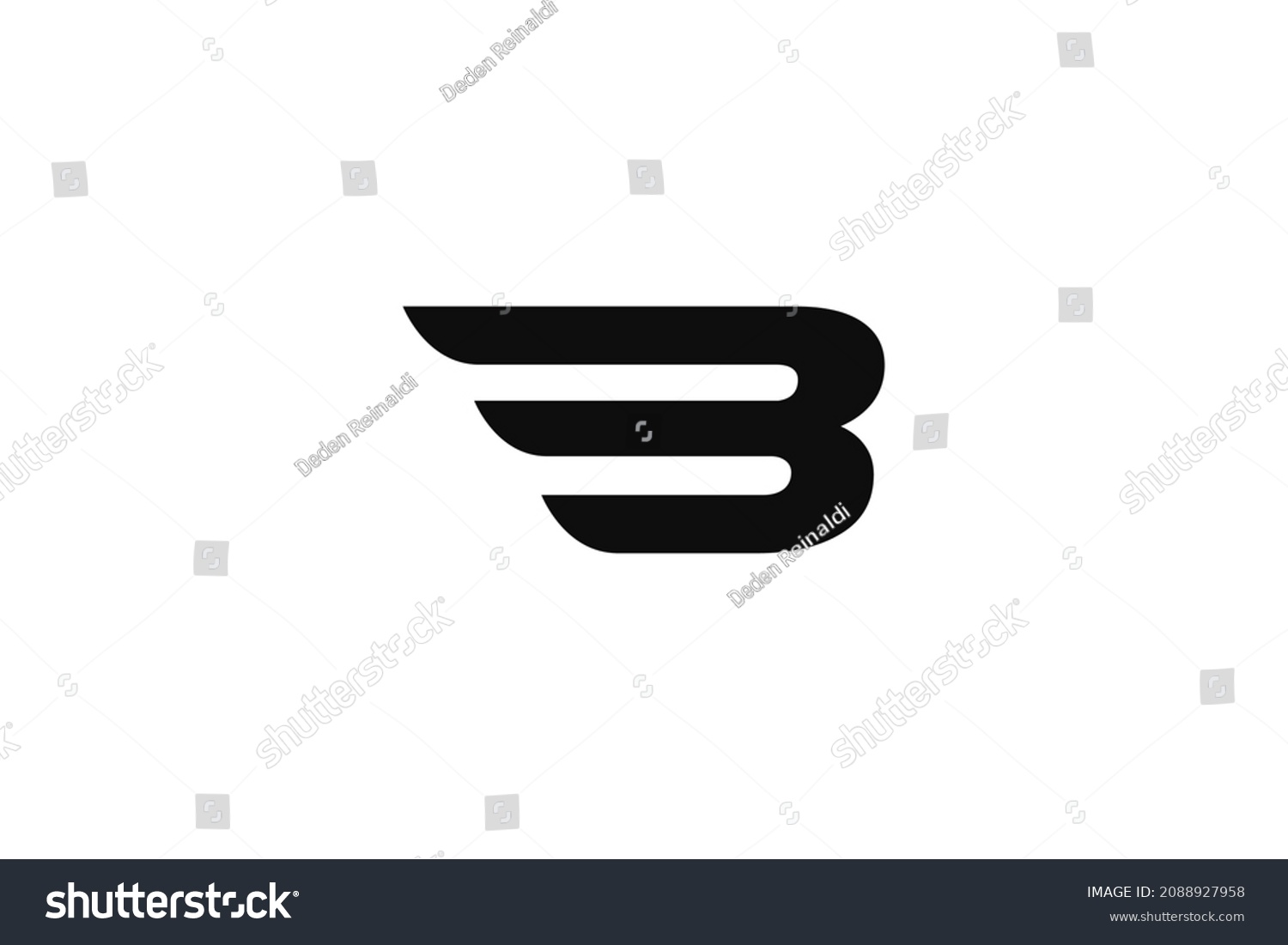 B Initial Letter Wings Logo Vector Stock Vector (Royalty Free) 2088927958