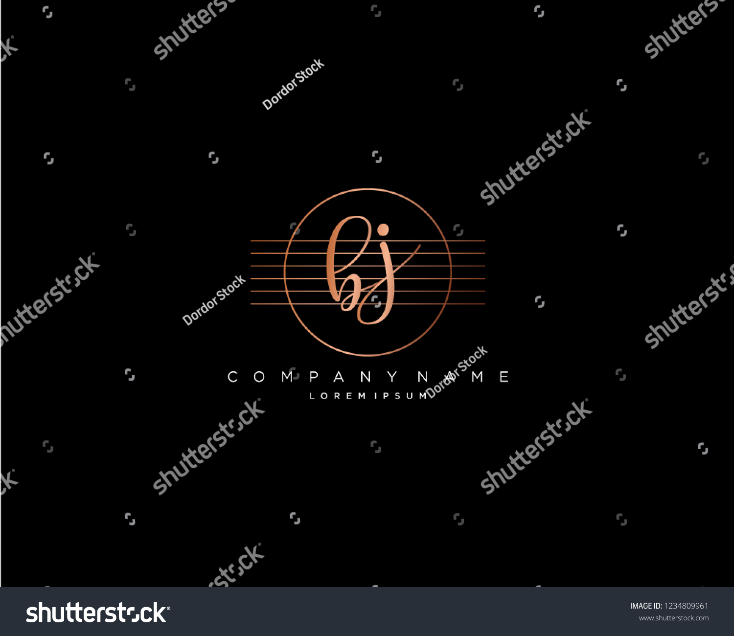 B J Initial Handwriting Logo Vector: vector de stock (libre de regalías ...
