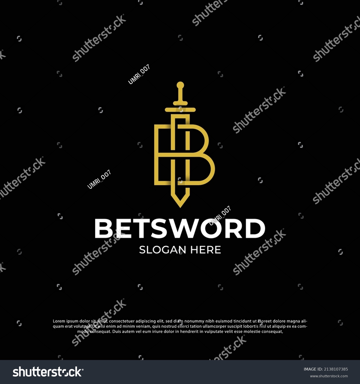 B Letter Sword Logo Design Stock Vector (Royalty Free) 2138107385 ...