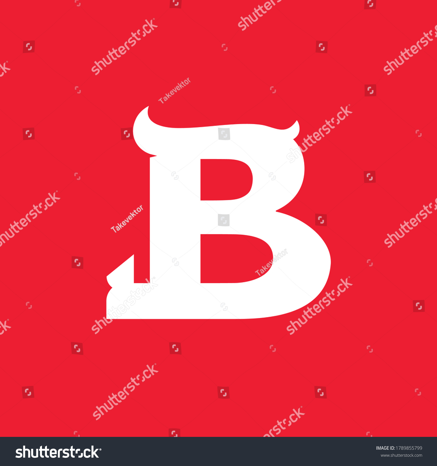 B Letter Devil Concept Professional Logo: เวกเตอร์สต็อก (ปลอดค่า ...