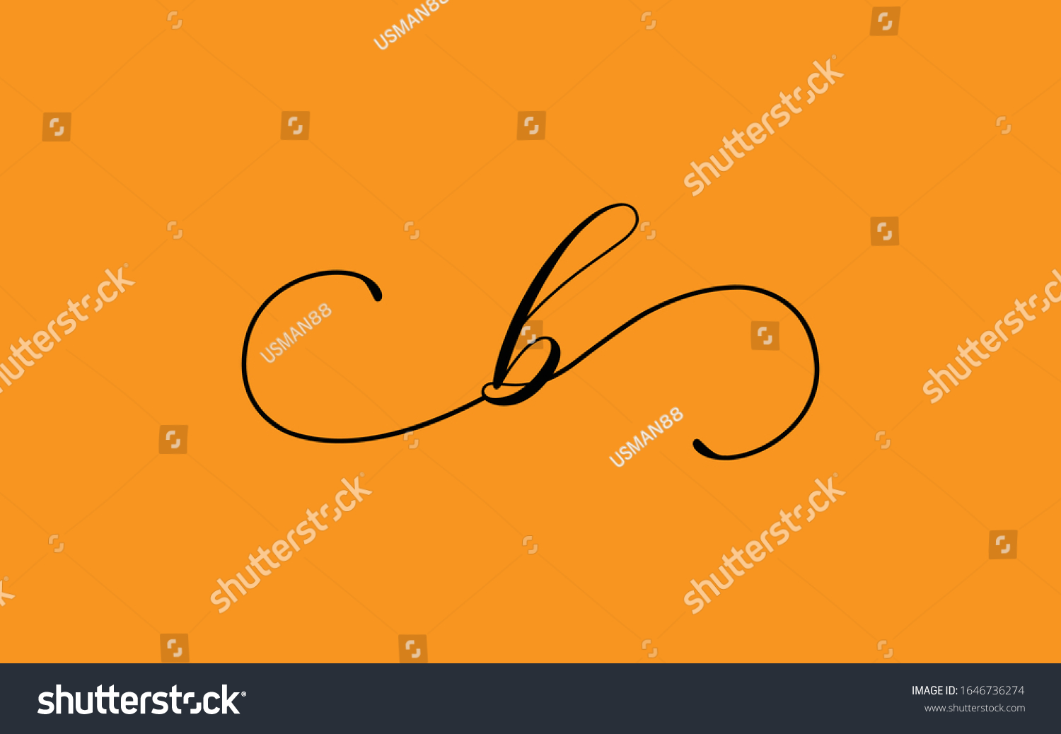 B Bb Cursive Letter Initial Logo Stock Vector (Royalty Free) 1646736274