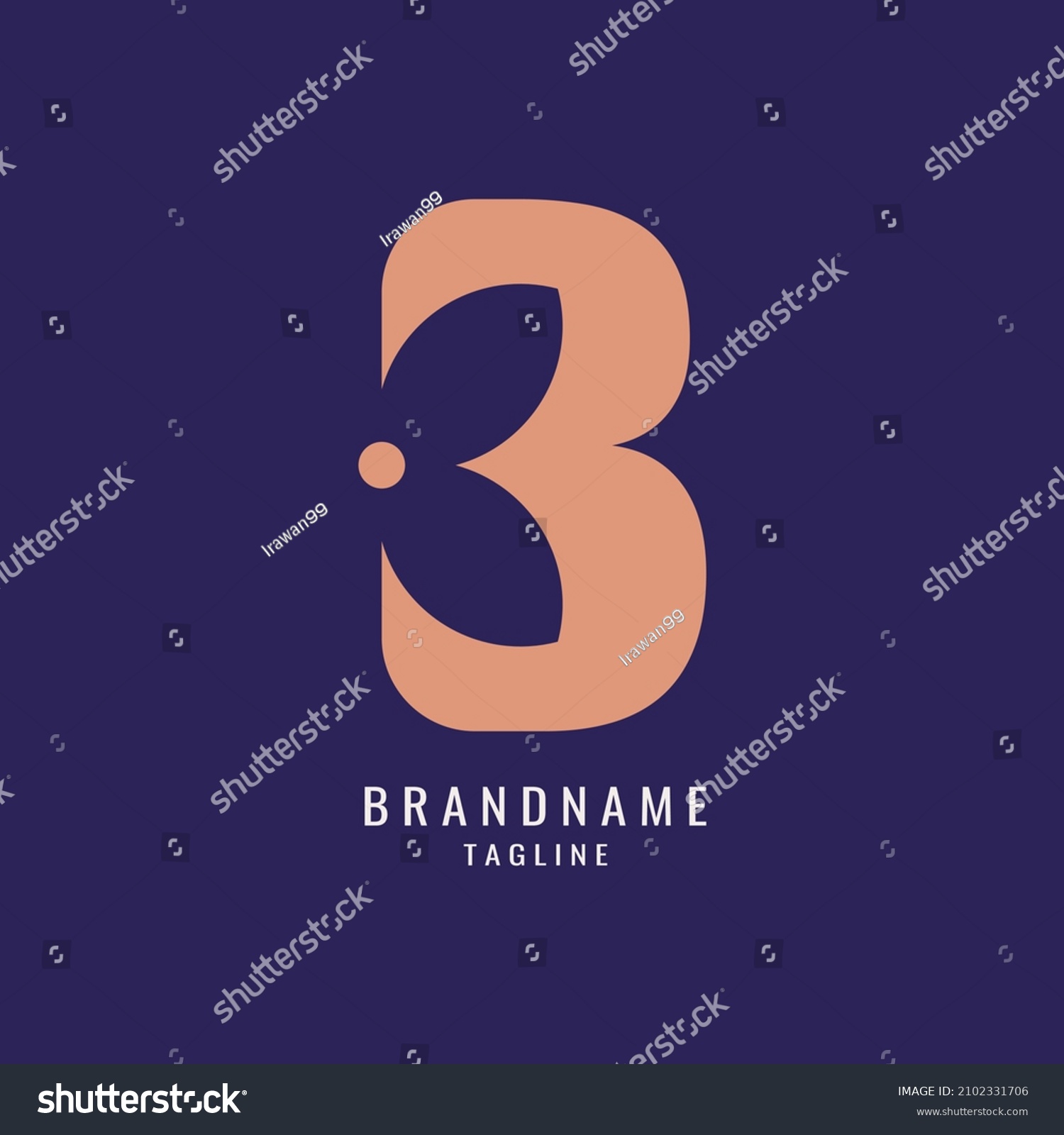 B 3 Flower Concept Creative Logo Stock Vector (Royalty Free) 2102331706
