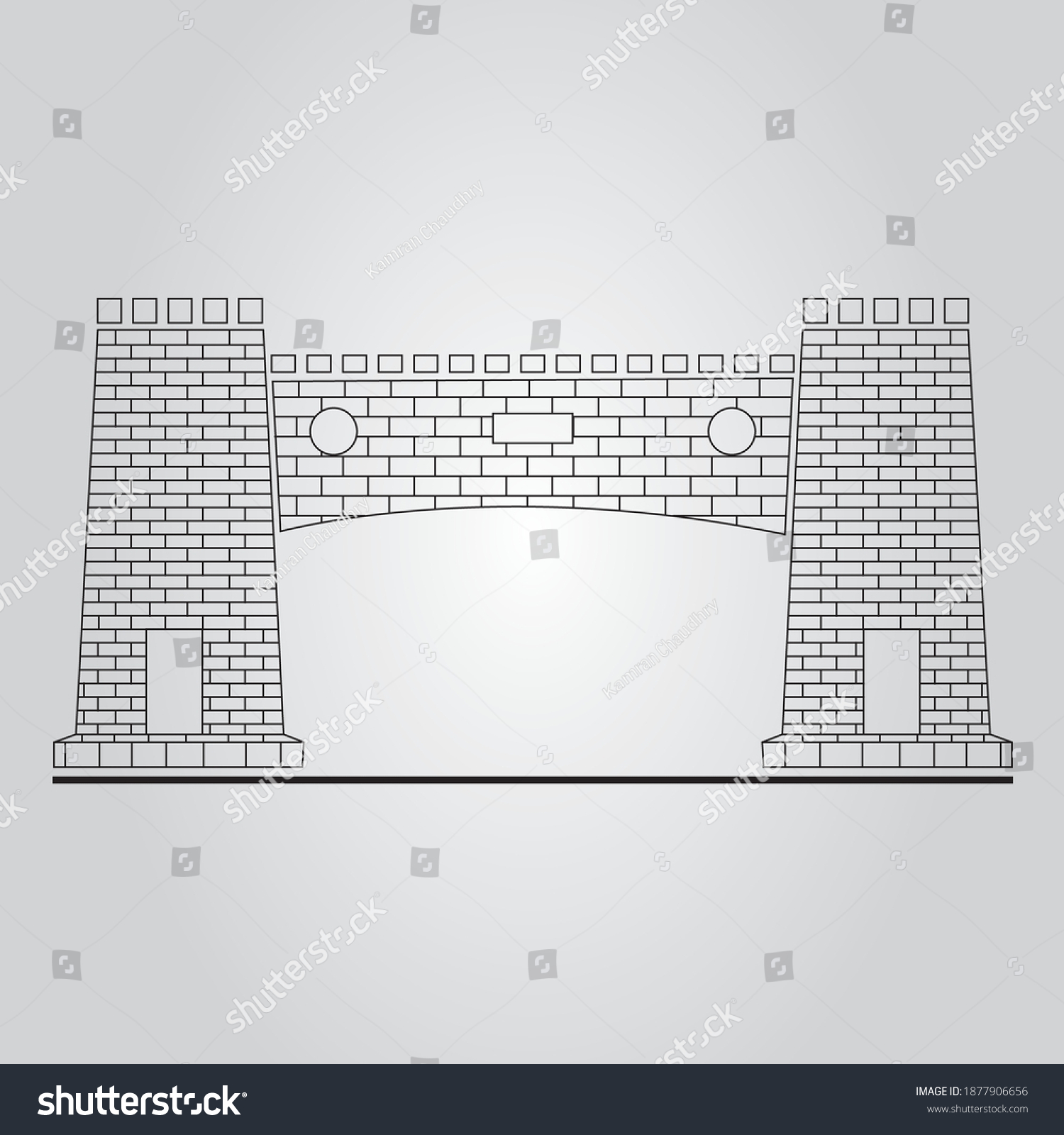 Bab E Khayber Line Art Vector Stock Vector (Royalty Free) 1877906656