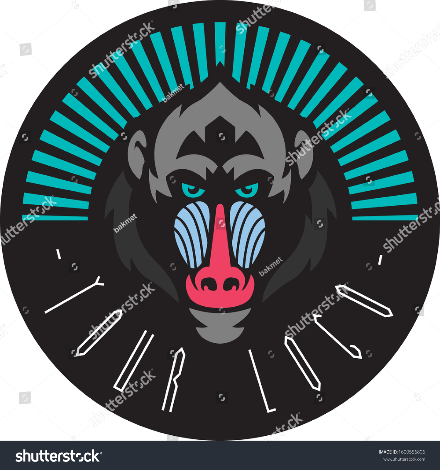 Baboon Head Vector Drawing Badge Stock Vector (Royalty Free) 1600556806