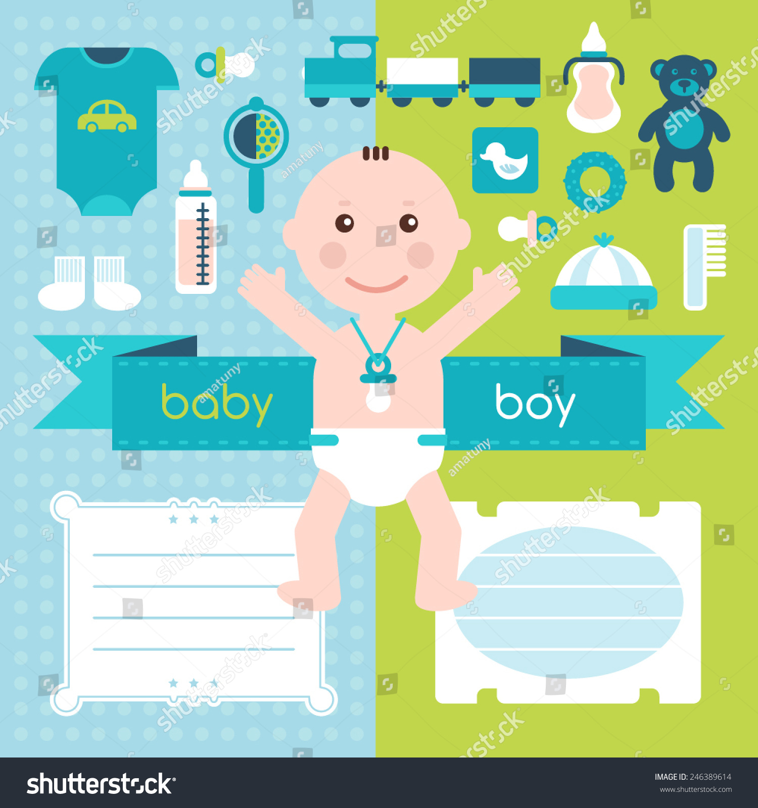 Baby Born Boy Vector Illustration Set 스톡 벡터(로열티 프리) 246389614 ...